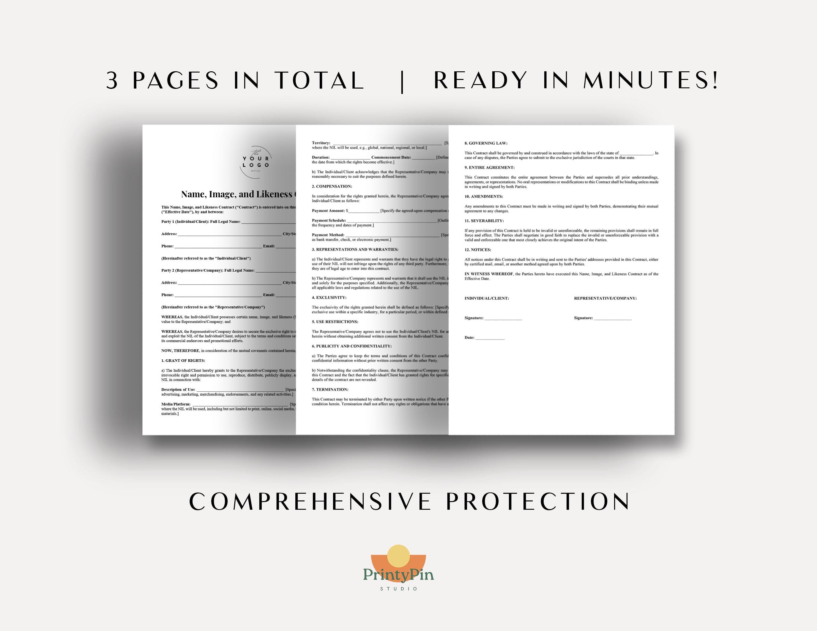Name, Image, and Likeness Contract Template - NIL Contract Template ...
