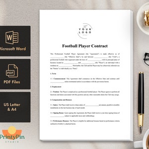 Football Player Contract Template - Professional Sports Agreement ...