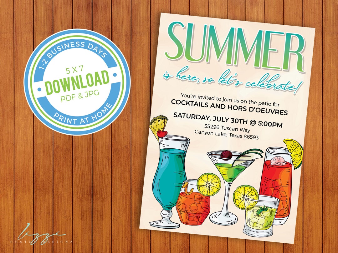 Summer Cocktail Party Invitation - Etsy