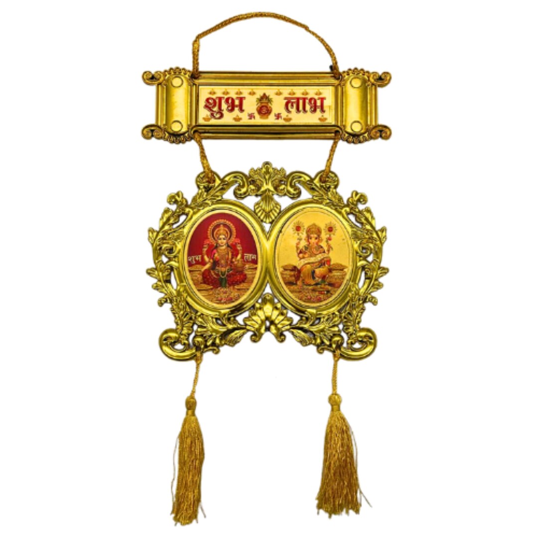 Plastic Gold Toran Shubh Labh With Laxmi Mata and Ganesh for House ...