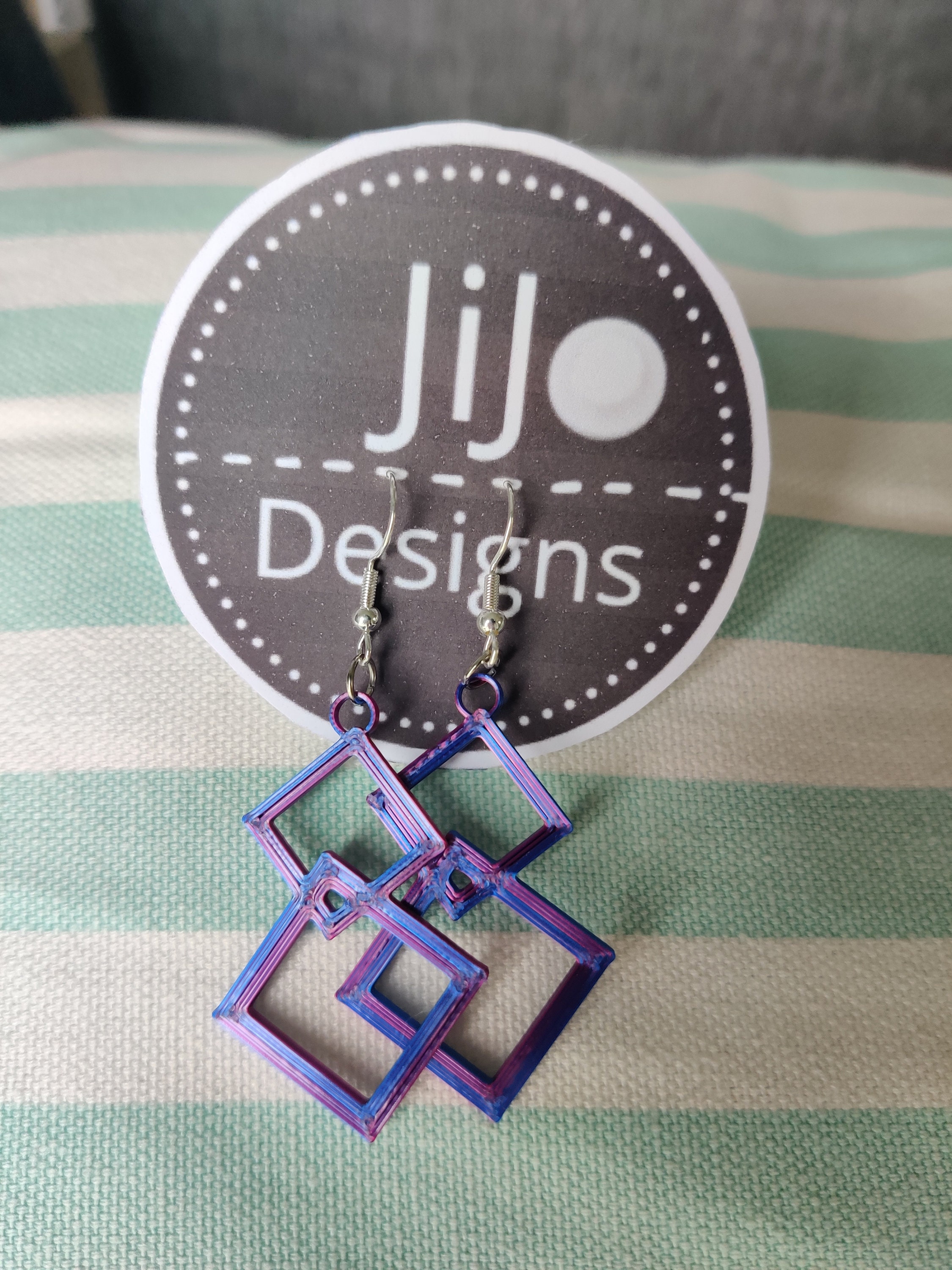 Dual Square Earrings 3D Printed - Etsy