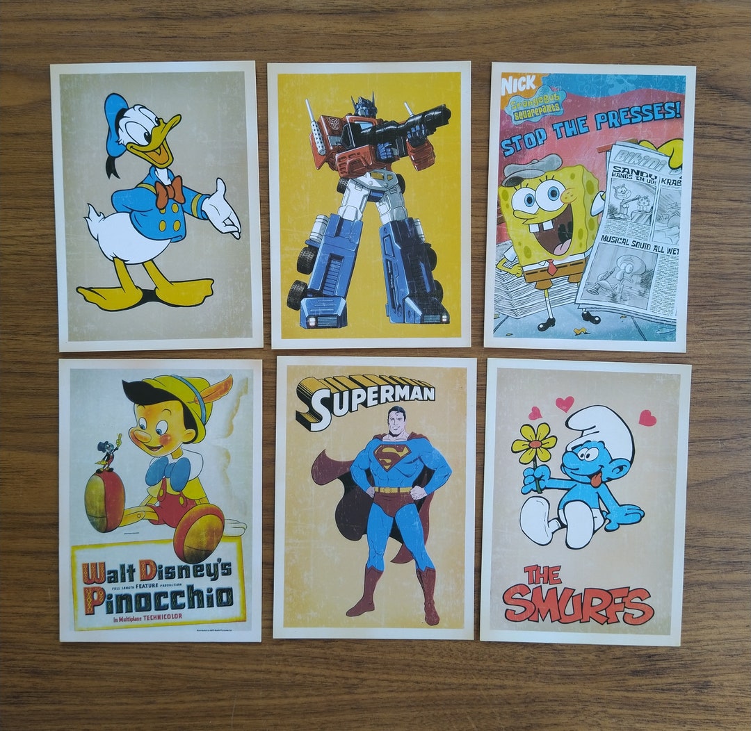 Cartoon Postcards Pack of 6 - Etsy