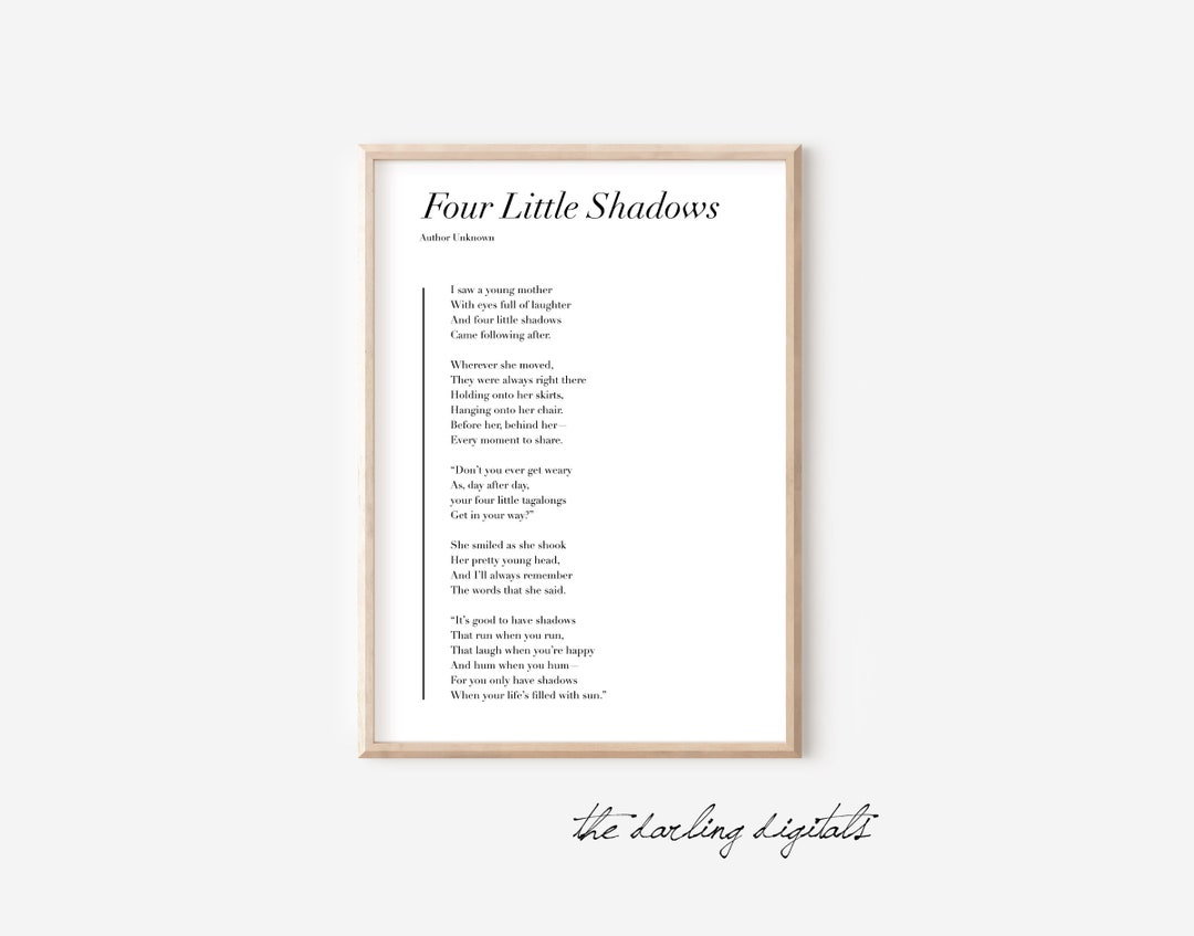 Four Little Shadows Poem - Etsy