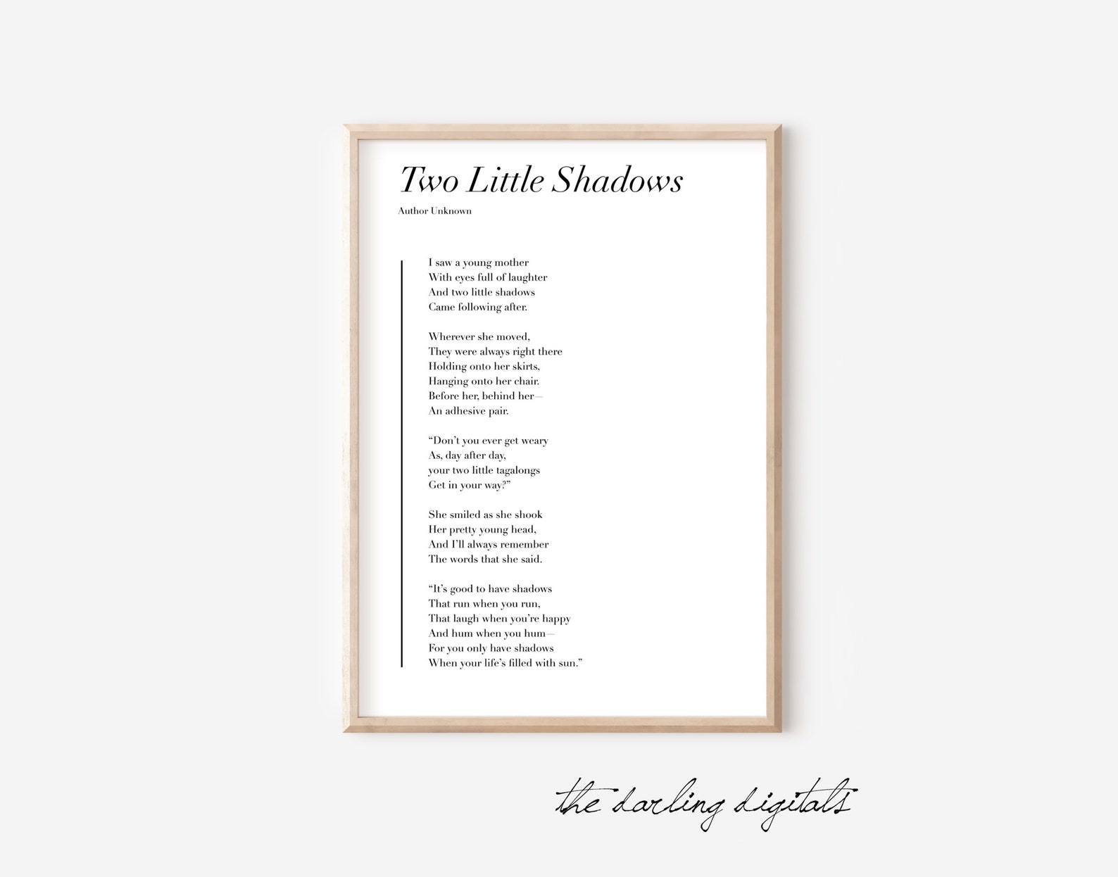 Two Little Shadows Poem - Etsy