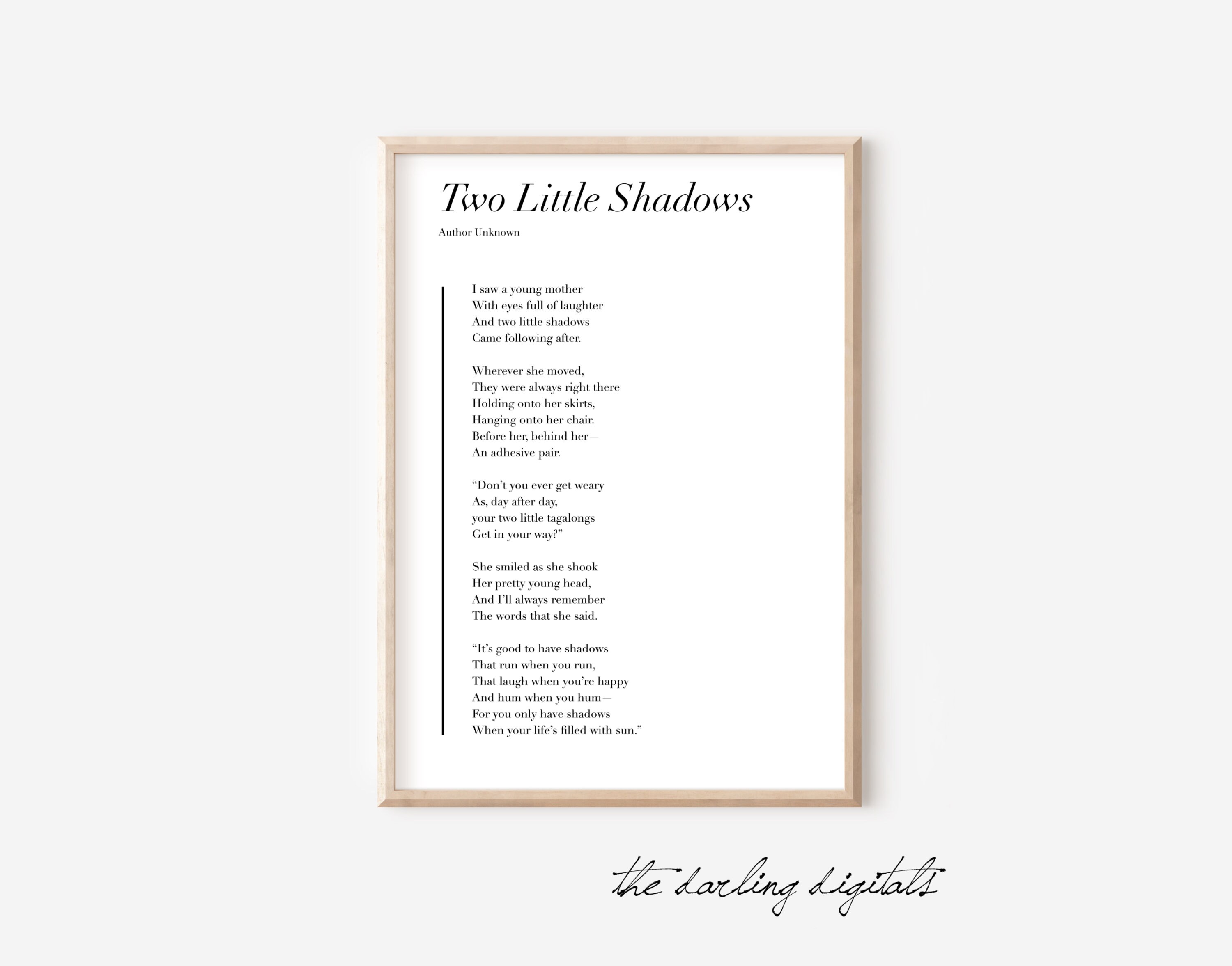 Two Little Shadows Poem - Etsy