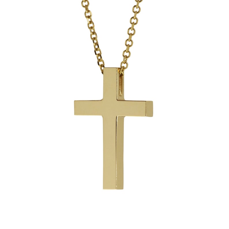 Gold Cross Necklace for Men, Baptism Gold Cross, Simple Gold Cross 14K ...
