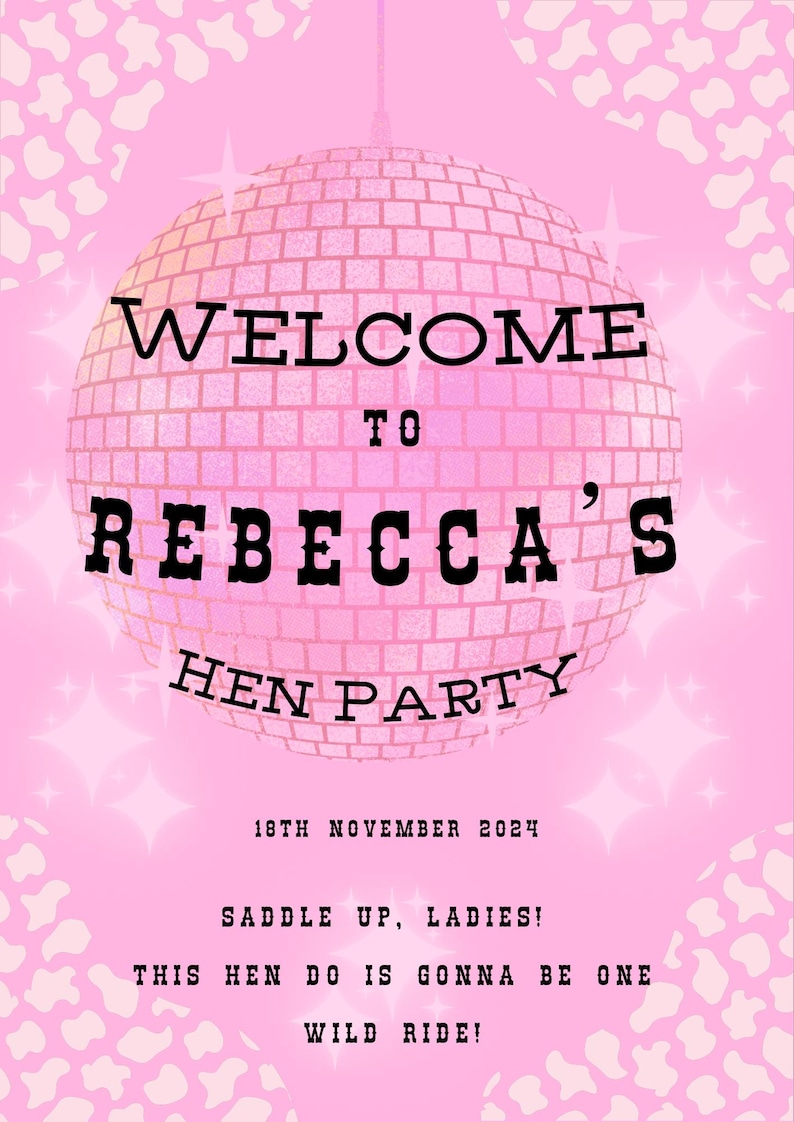 Cowgirl Rodeo Cowboy Hen Do Welcome Sign Themed Hen Party Personalised ...