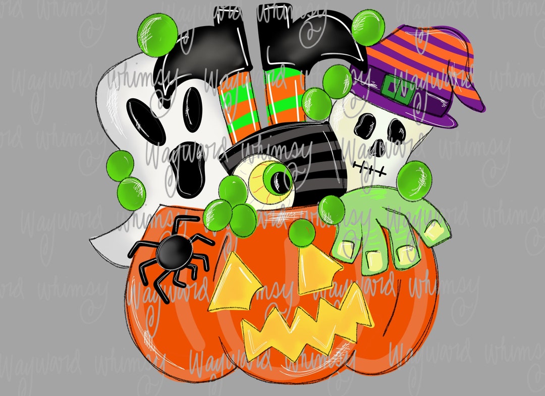 Halloween- Jackolantern With Skeleton Ghost Witch- Pumpkin- Png ...