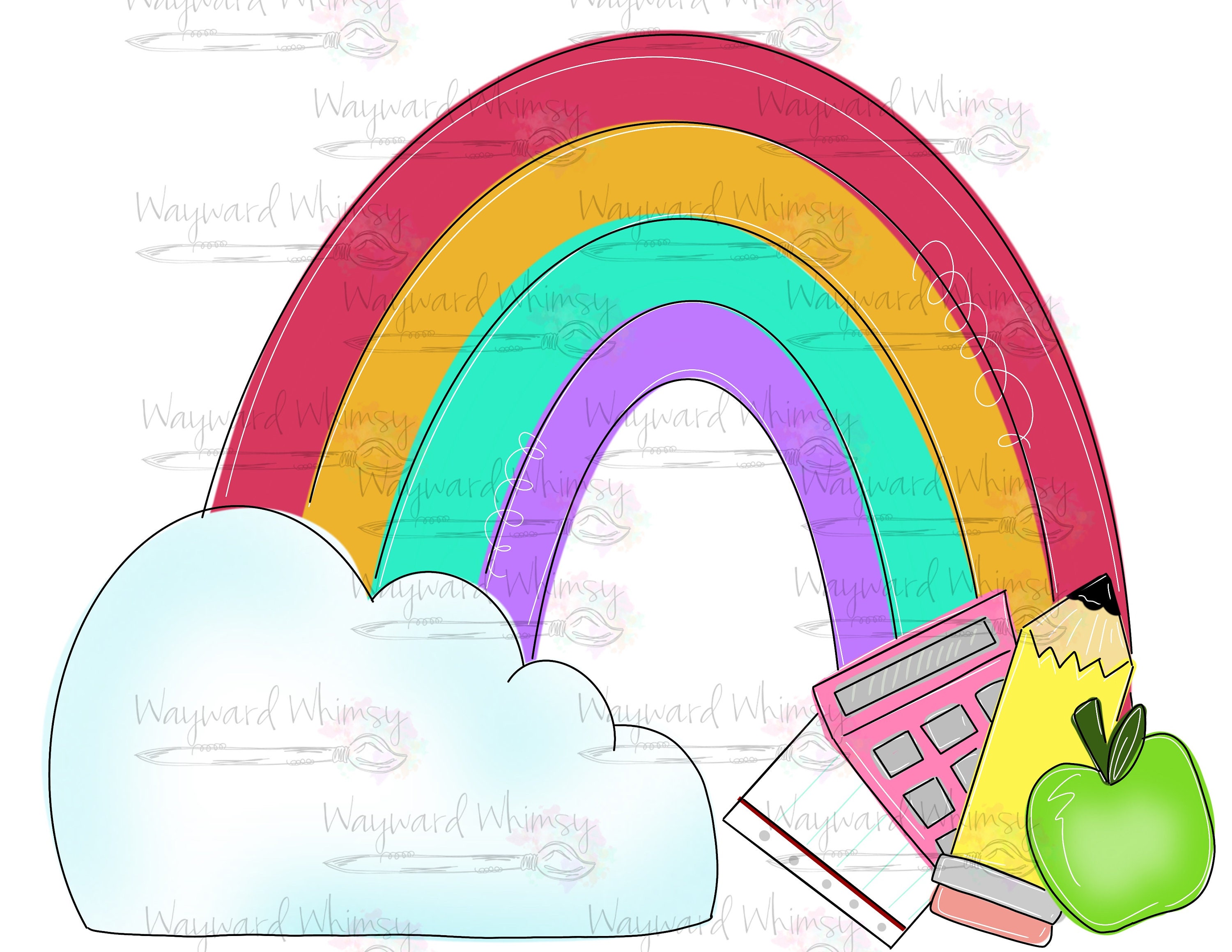 School Supplies Rainbow - Png File- Digital Download- Sublimation ...