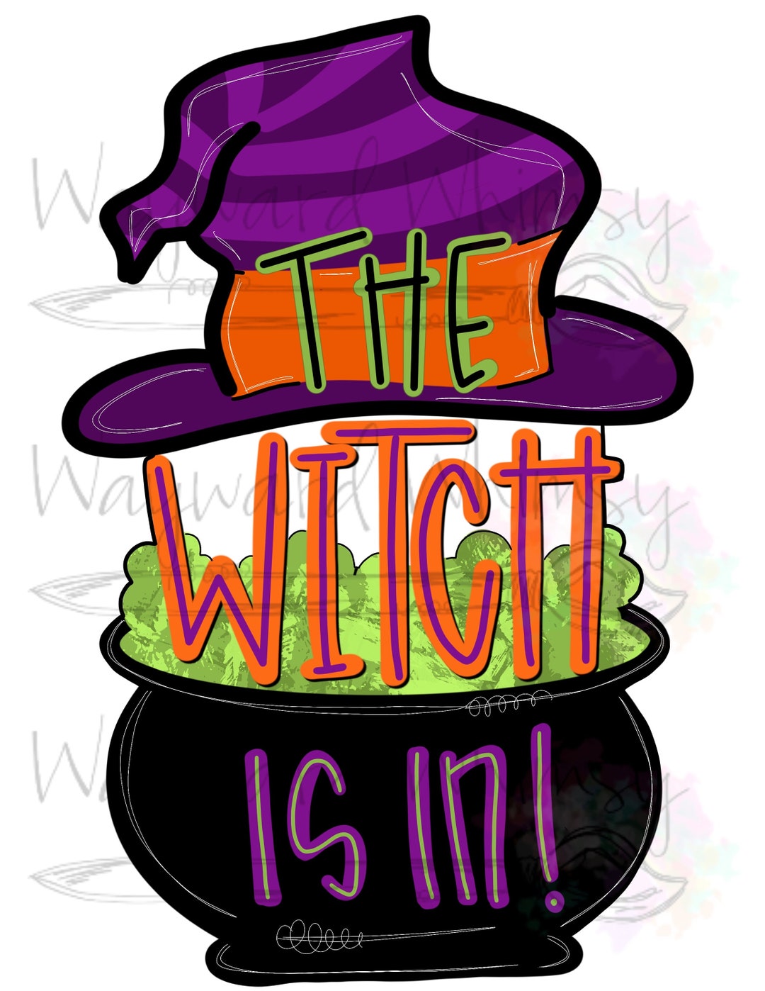 Halloween- the Witch is In- Cauldron- Pumpkin- Png- Digital Download ...