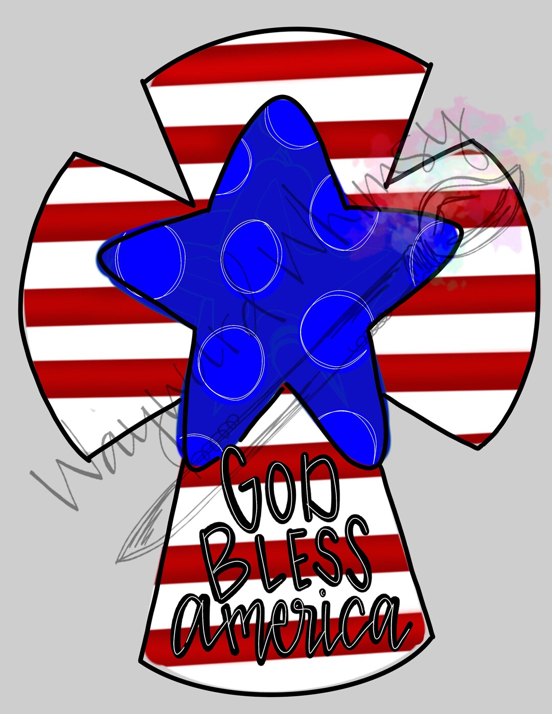 God Bless America Cross Patriotic- Png File- Digital Download ...