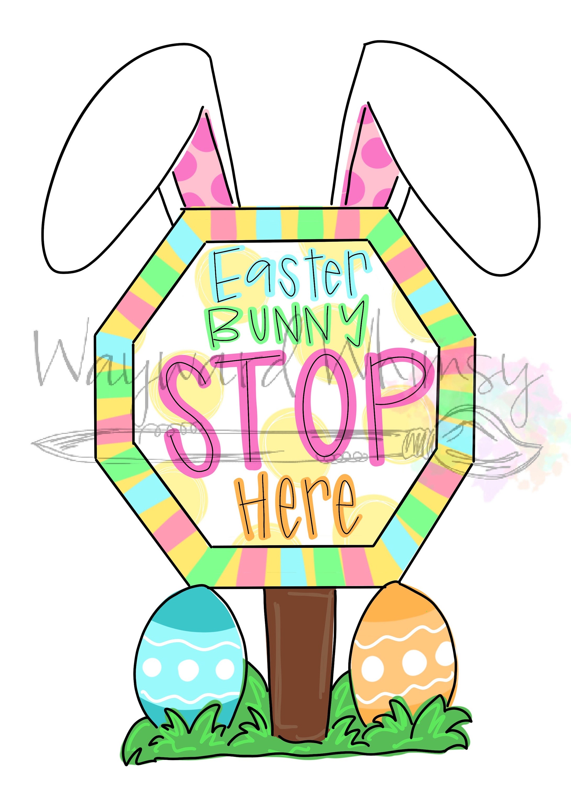 Easter Bunny Stop Here- Stop Sign- Christian - Digital Download ...