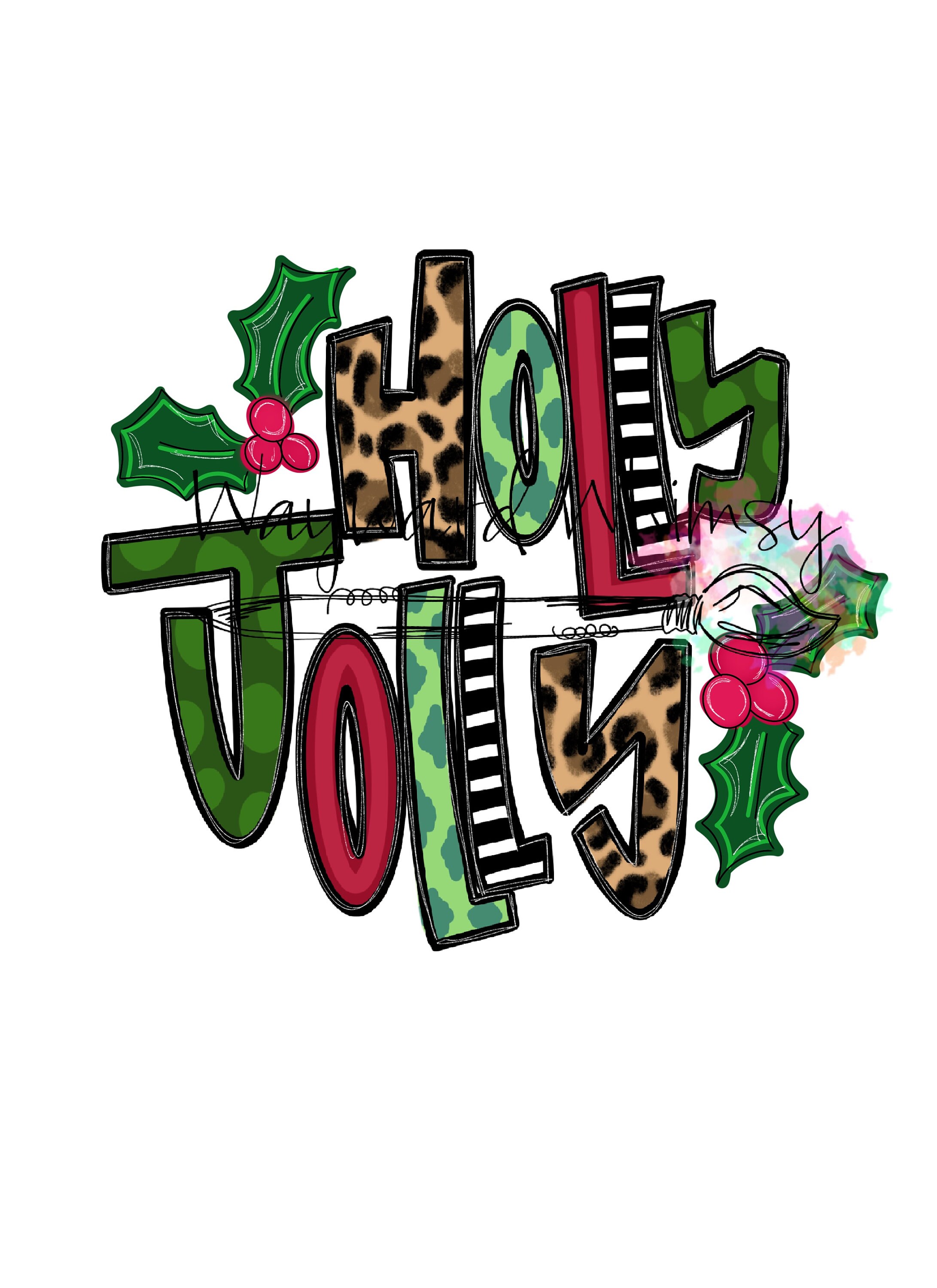 Holly Jolly Christmas Words- Png File- Digital Download- Sublimation ...