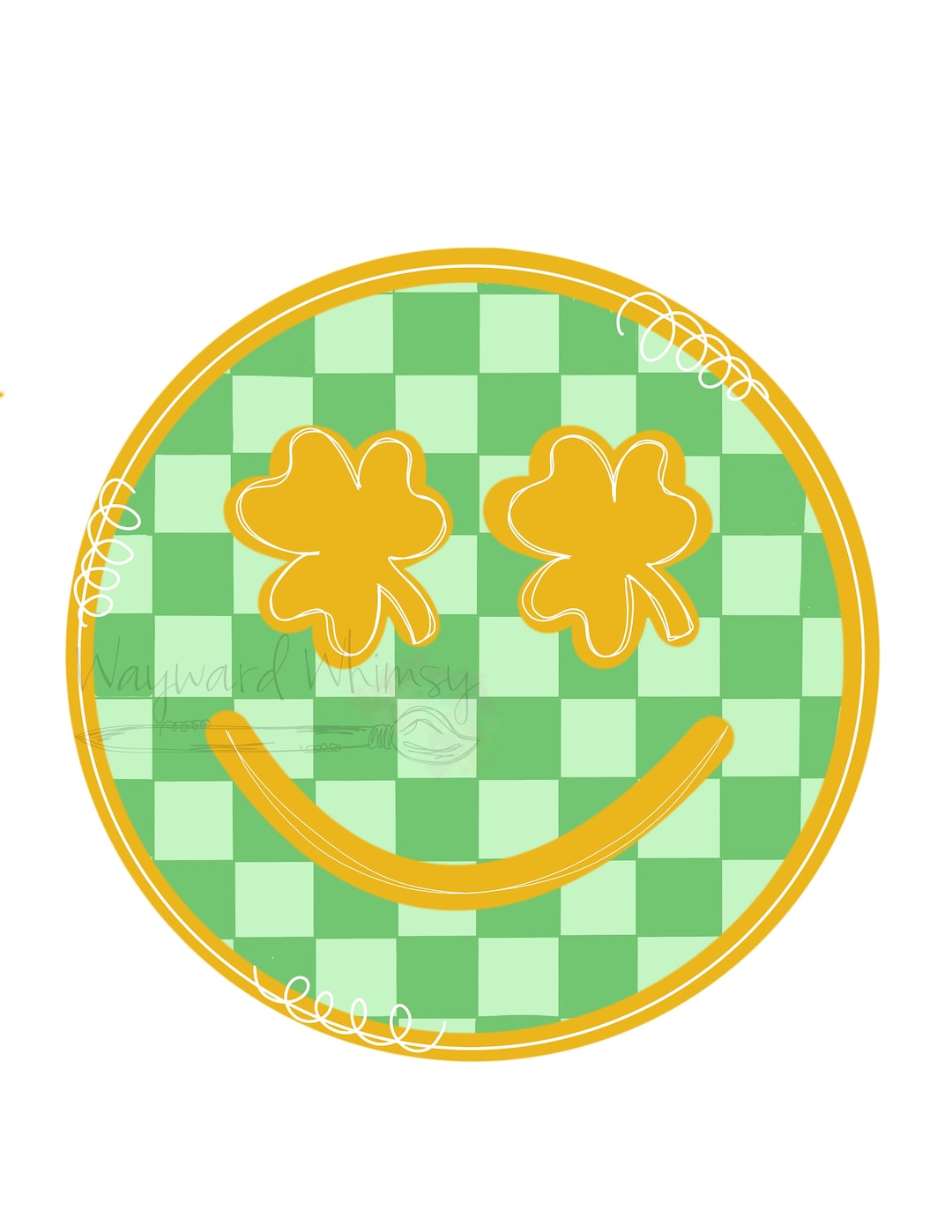 Green Checker Pattern Happy Smile Clover- St Patricks Day - Png File ...