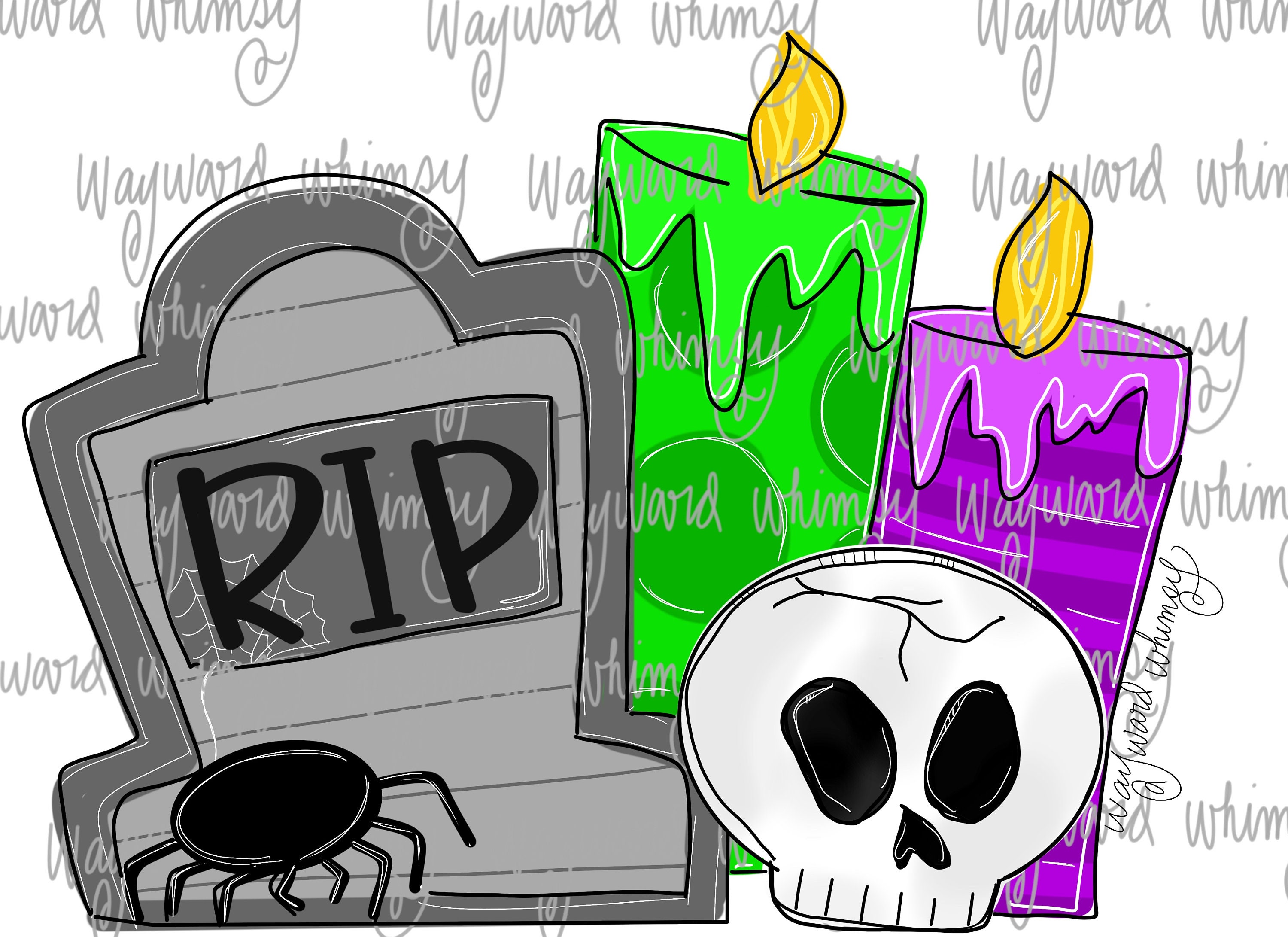 Halloween RIP Grave Scene- Headstone- Skull- Creepy - Png File- Digital ...