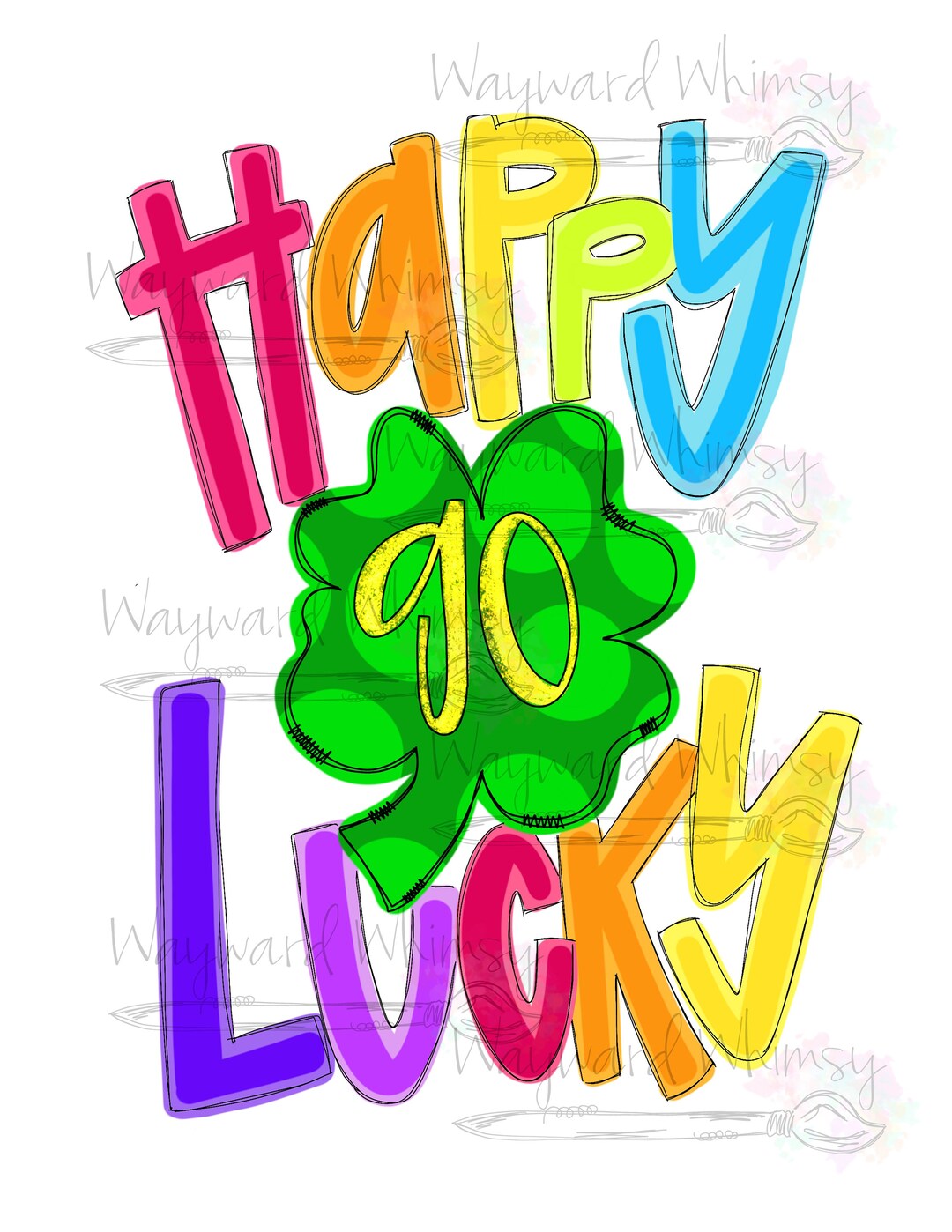 Happy Go Lucky Shamrock Png File Download Sublimation Digital DTG ...