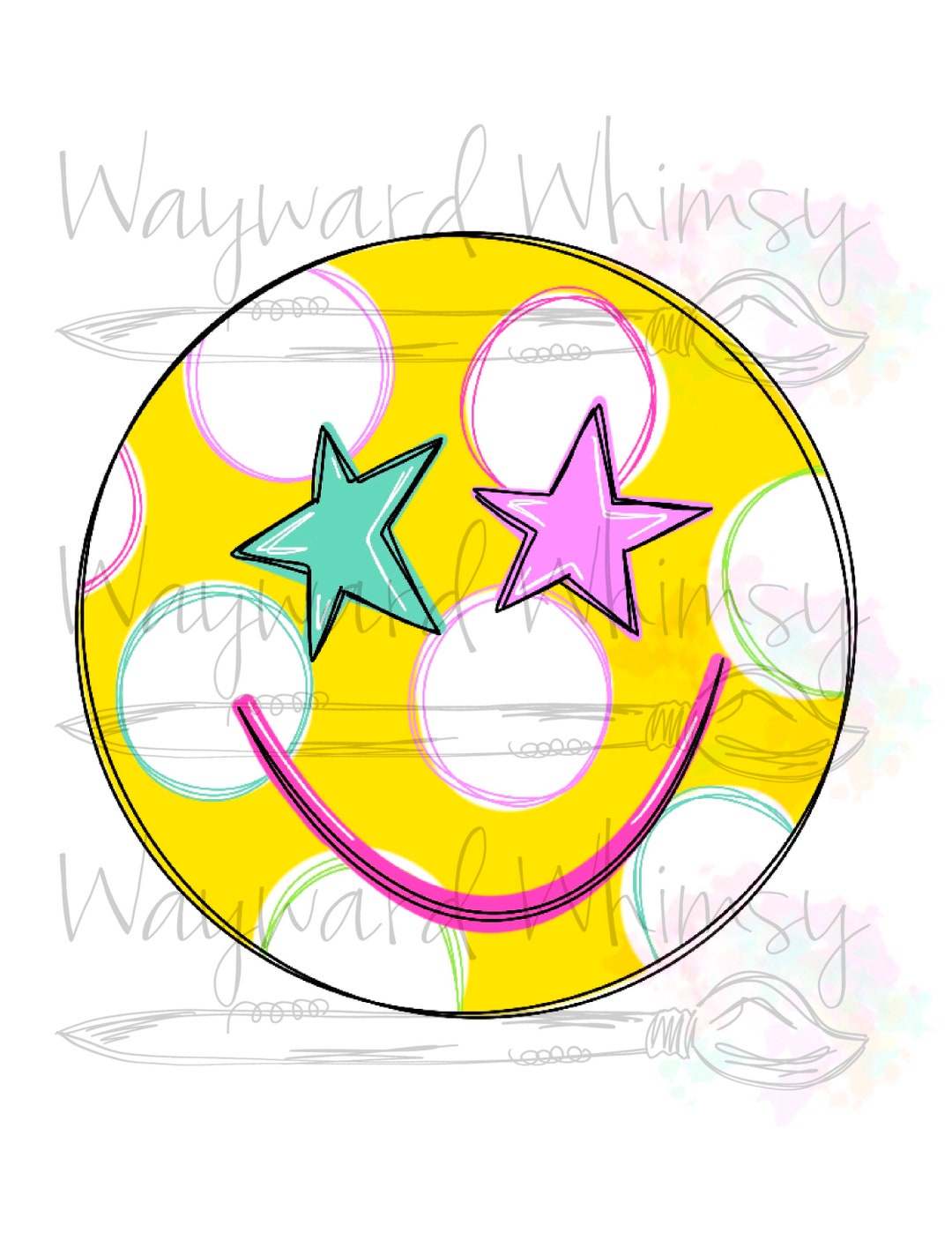 Stars and Smiles Face - Png File- Download- Sublimation- Digital- DTG ...