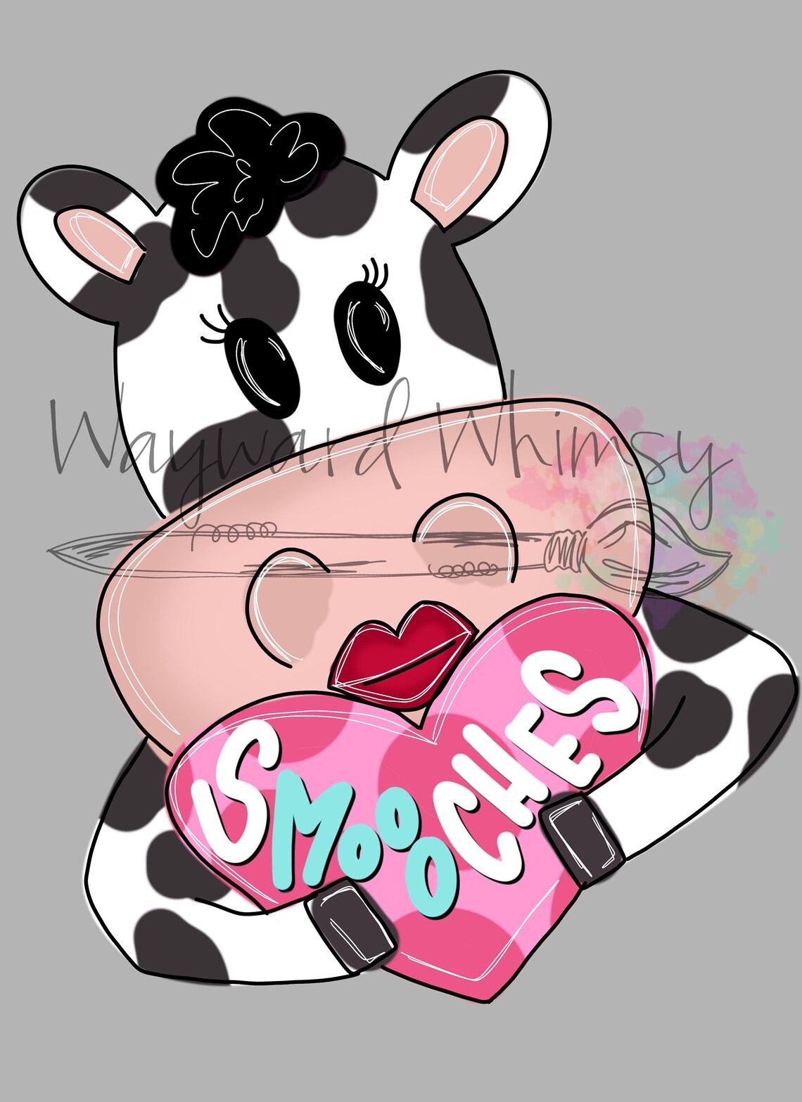 Girly Cow Valentine Heart Smooches Smoooches File Digital - Etsy
