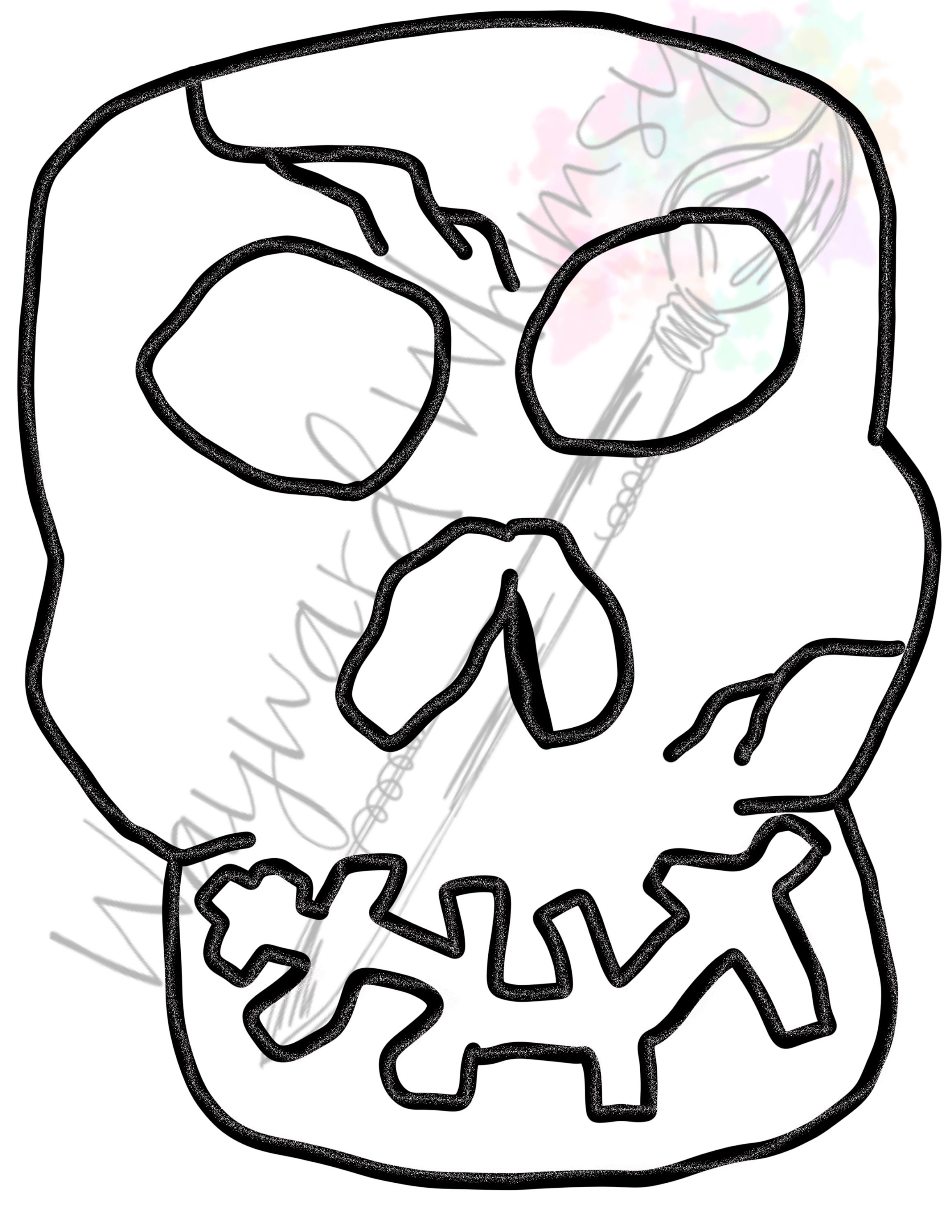Halloween- Skeleton Skull Outline- Transparent - Png- Digital Download ...