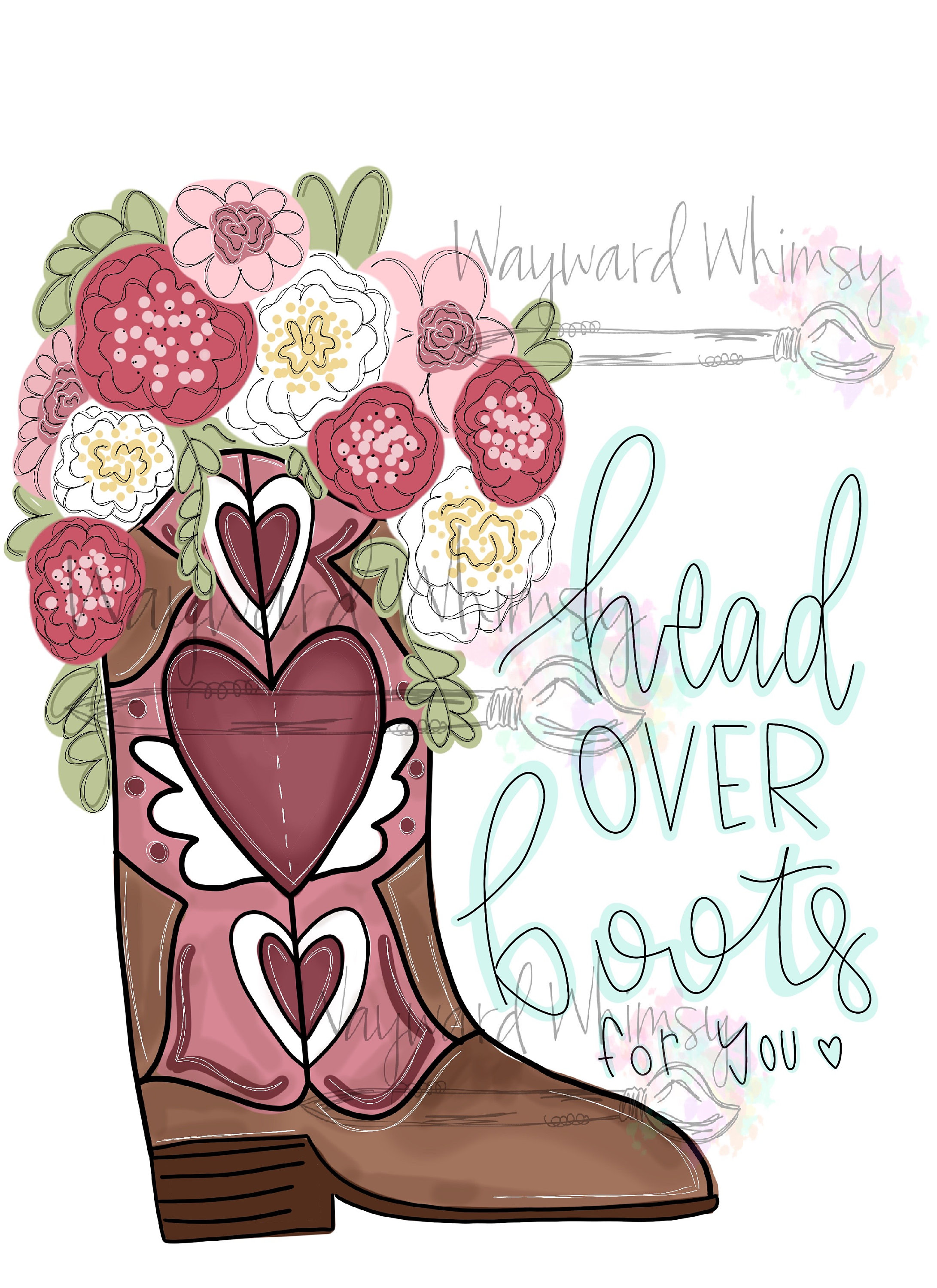 Head Over Boots for You Cowboy Boot, Flower Bouquet Valentines Day ...