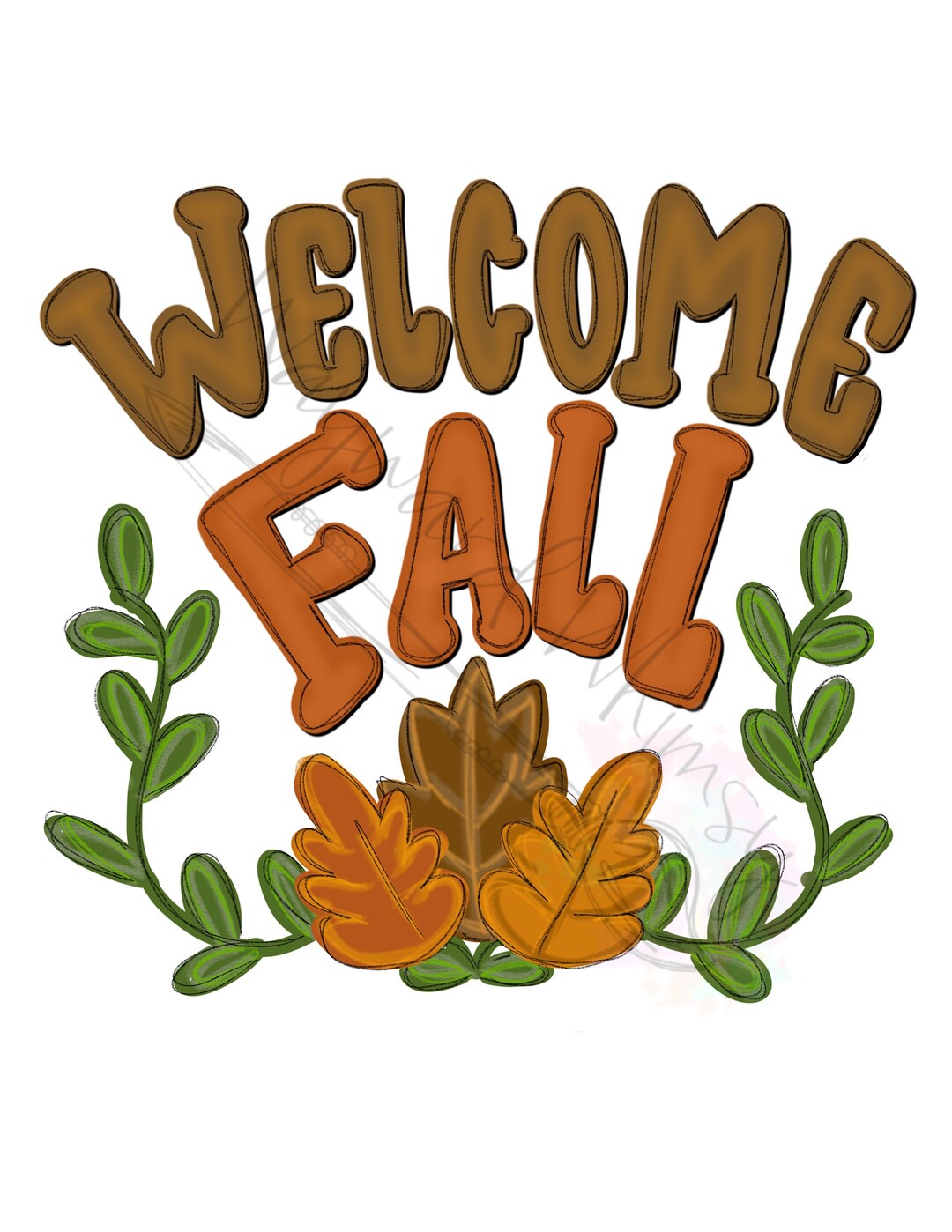 Welcome Fall- Leaf Vine - Png File- Digital Download- Sublimation File ...