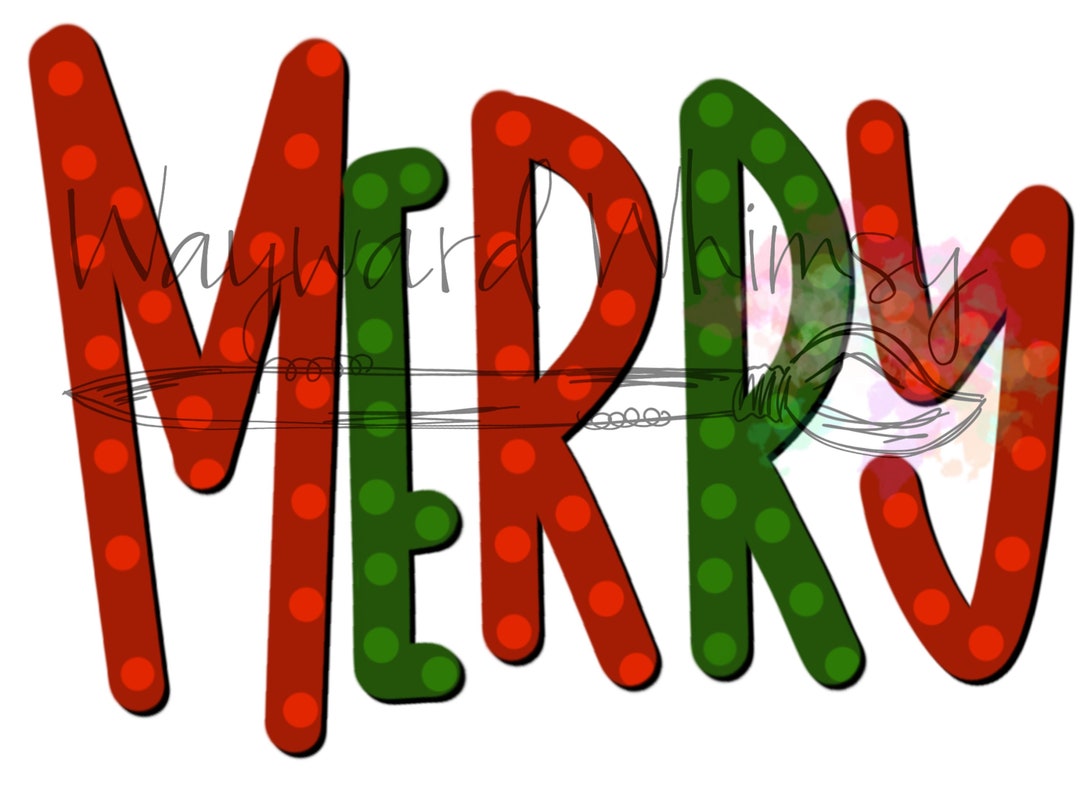 Christmas Word- Merry- Png File- Digital Download- Sublimation File ...
