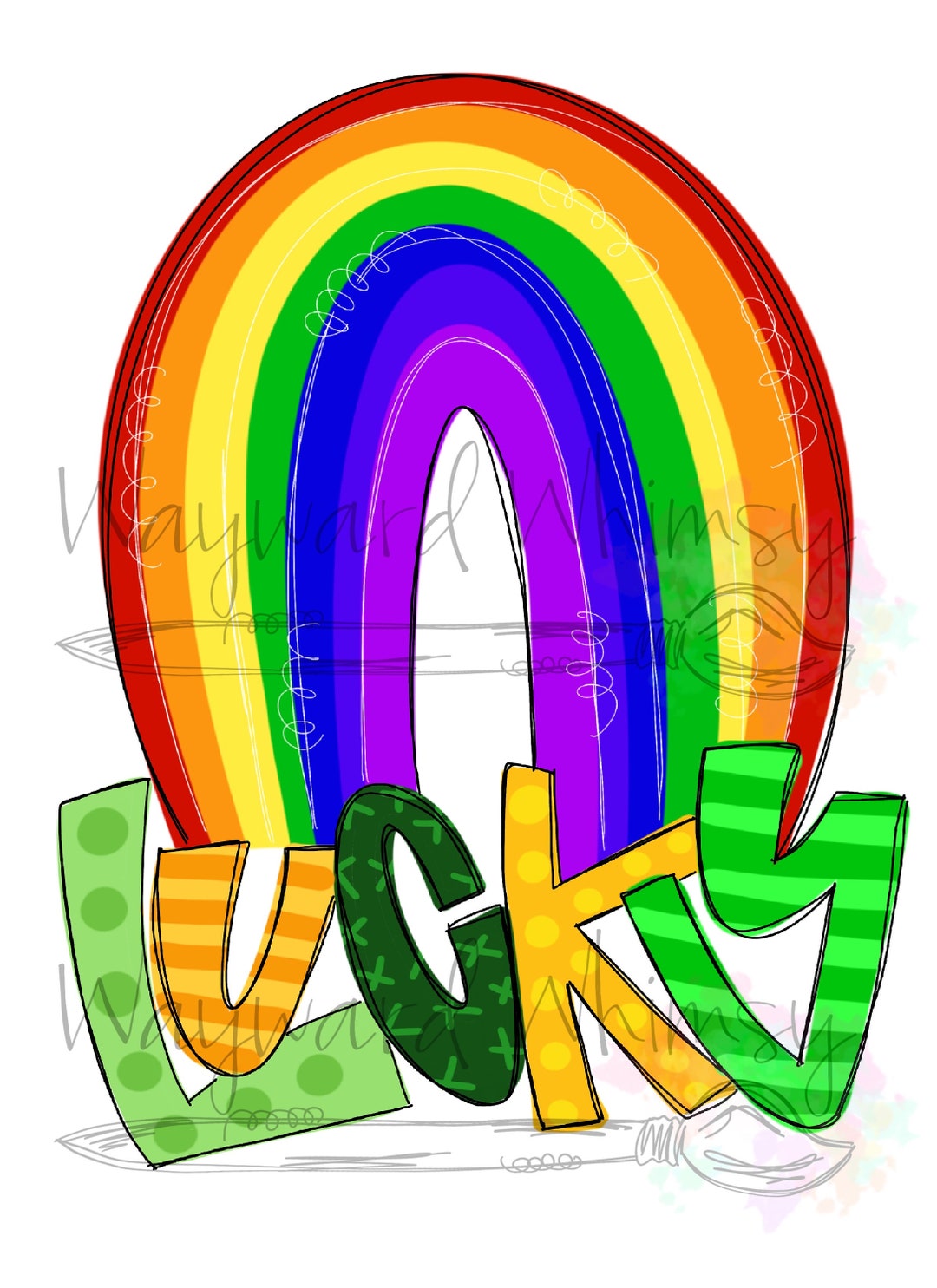 Lucky Rainbow - Png File- Download- Sublimation- Digital- DTG- Screen ...