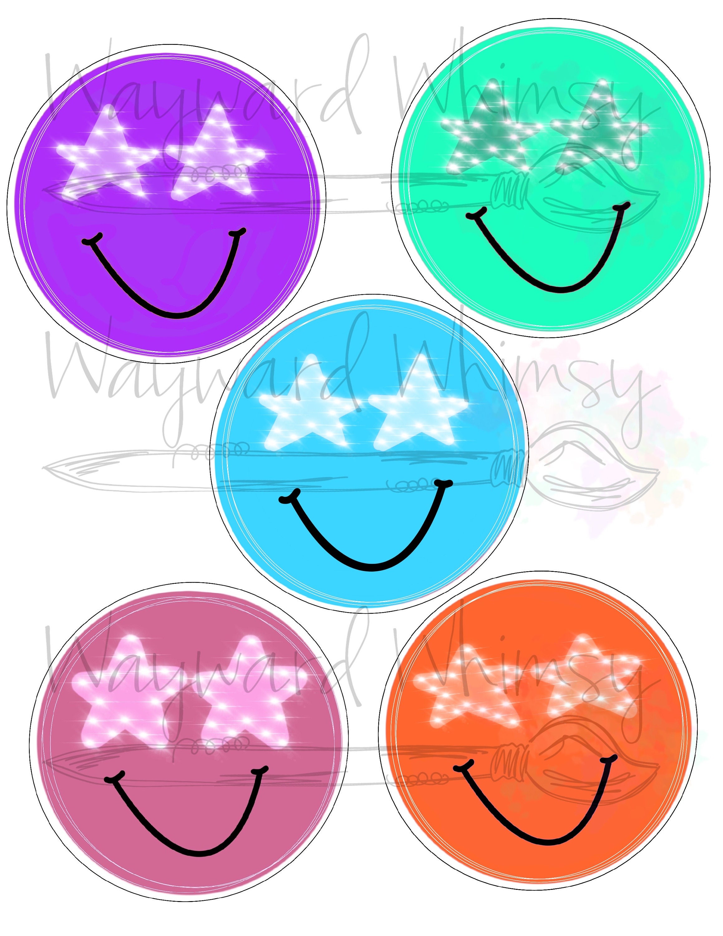 Happy Smile Bundle- 5 Files Png File- Digital Download- Sublimation ...