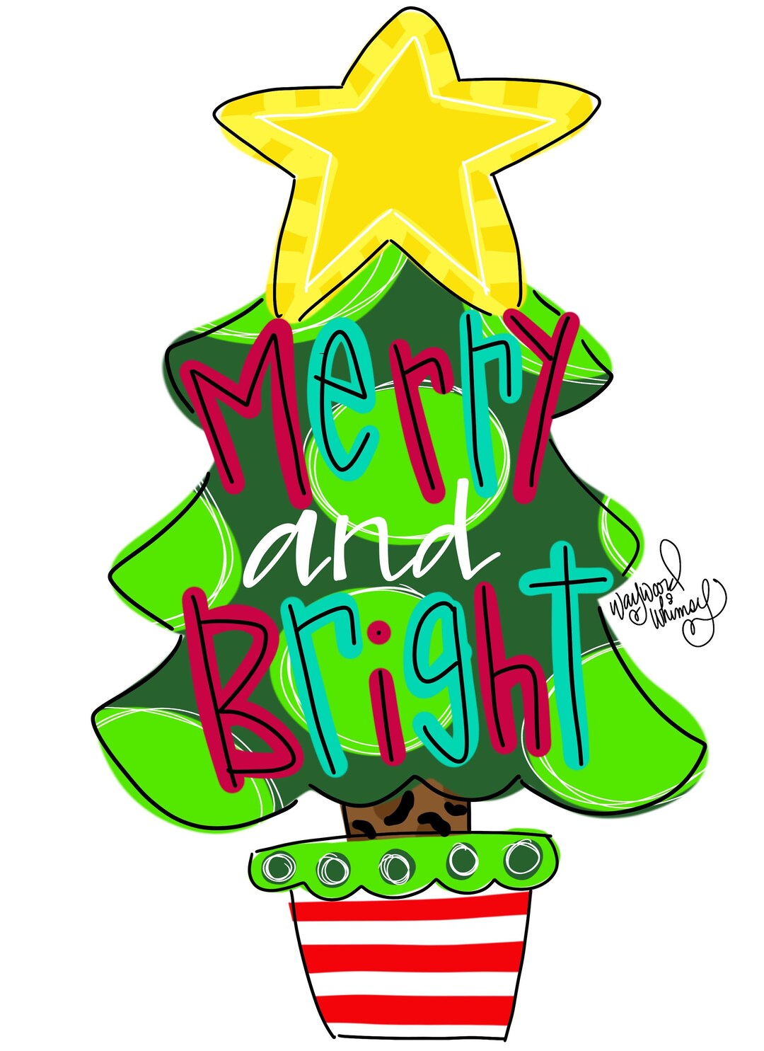 Merry and Bright Christmas Tree - Png File- Digital Download ...