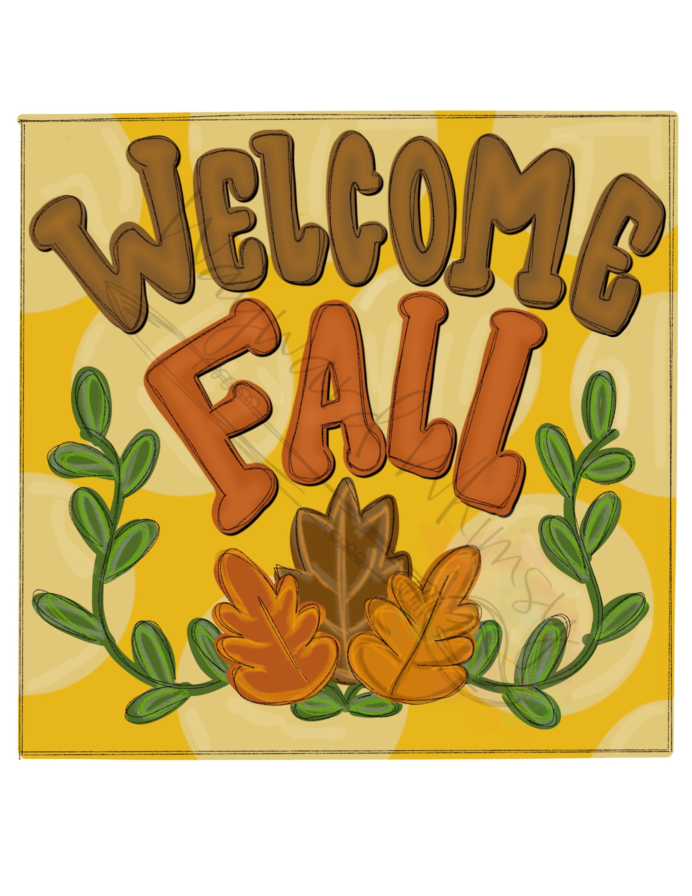 Welcome Fall Leaf Vine Png File Digital Download Sublimation File ...