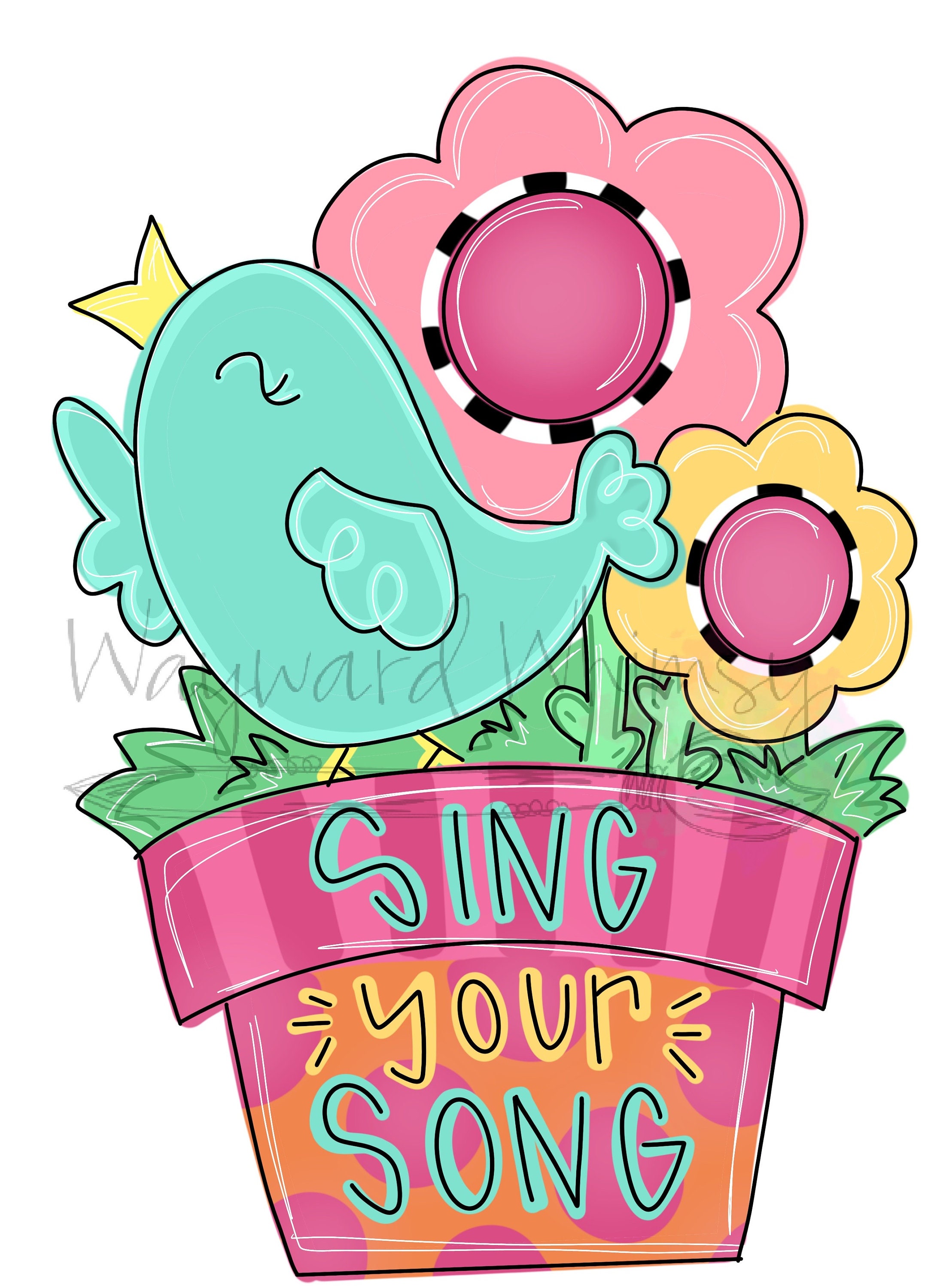 Singing Bird Flower Pot - Png File- Digital Download- Sublimation File ...