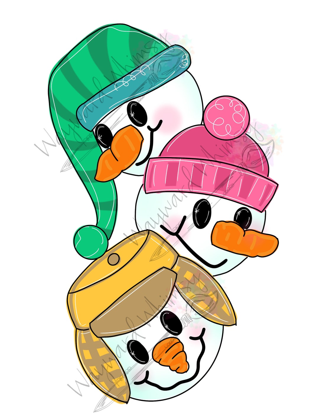 Snowmen Trio - Winter Png File- Digital Download- Sublimation File ...
