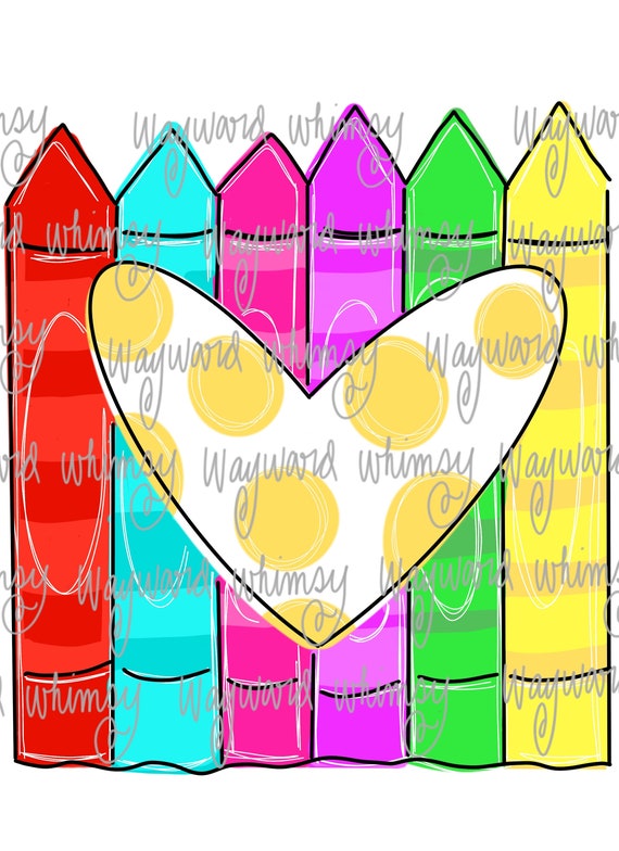 Crayons With Heart Png File Digital Download Sublimation - Etsy