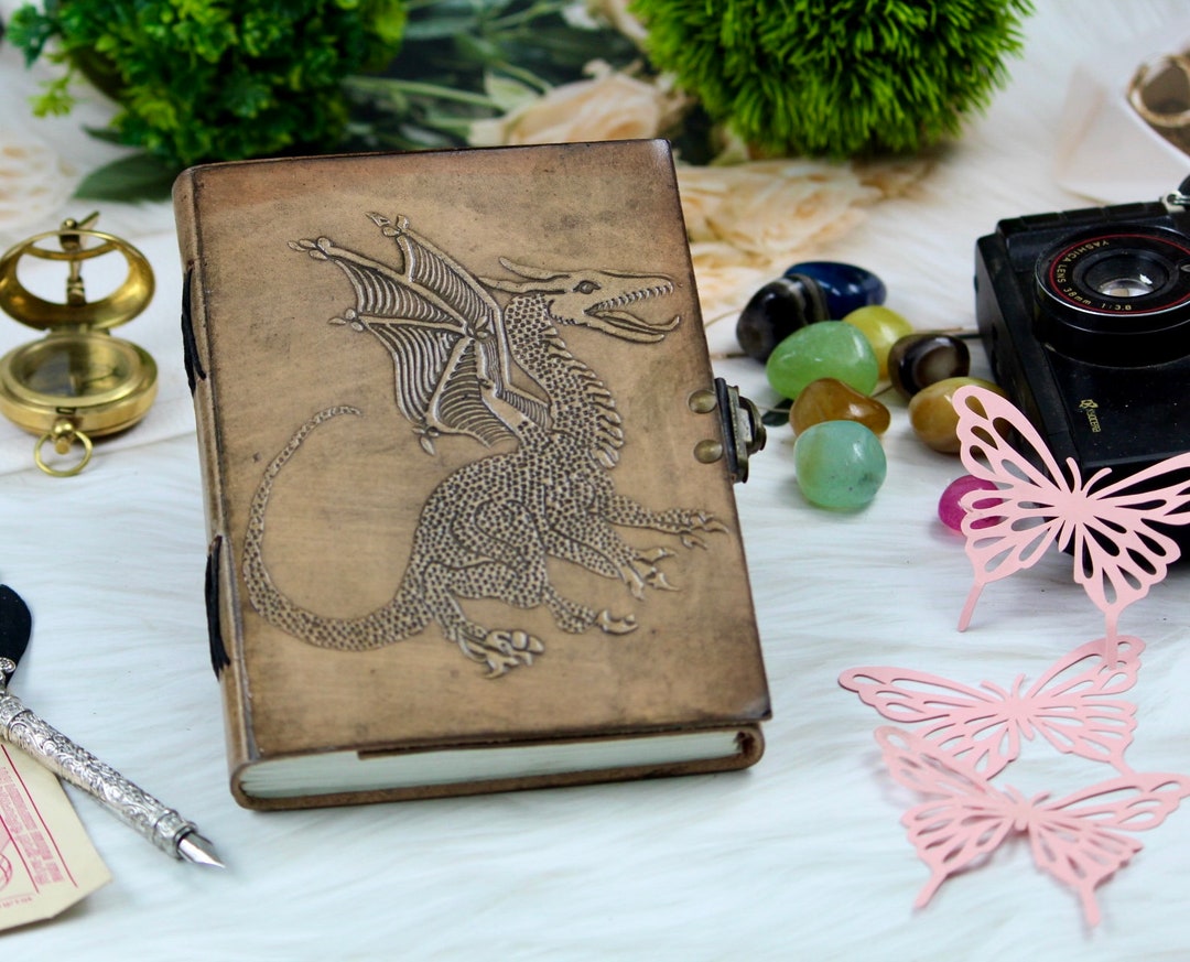 Dragon Leather Journal Blank Spell Book of Shadows Grimoire Journal ...