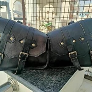 Saddle Bag Real Vintage Leather 2 Side Bag & 1 Tool Pouch Motorcycle ...