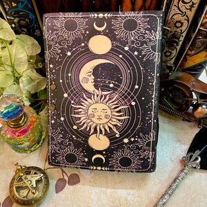 Sun and Moon Blank Spell Book of Shadows Grimoire Journal Handmade ...