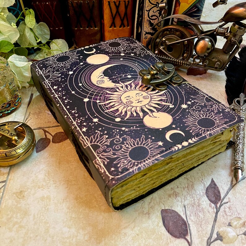 Sun and Moon Blank Spell Book of Shadows Grimoire Journal - Etsy
