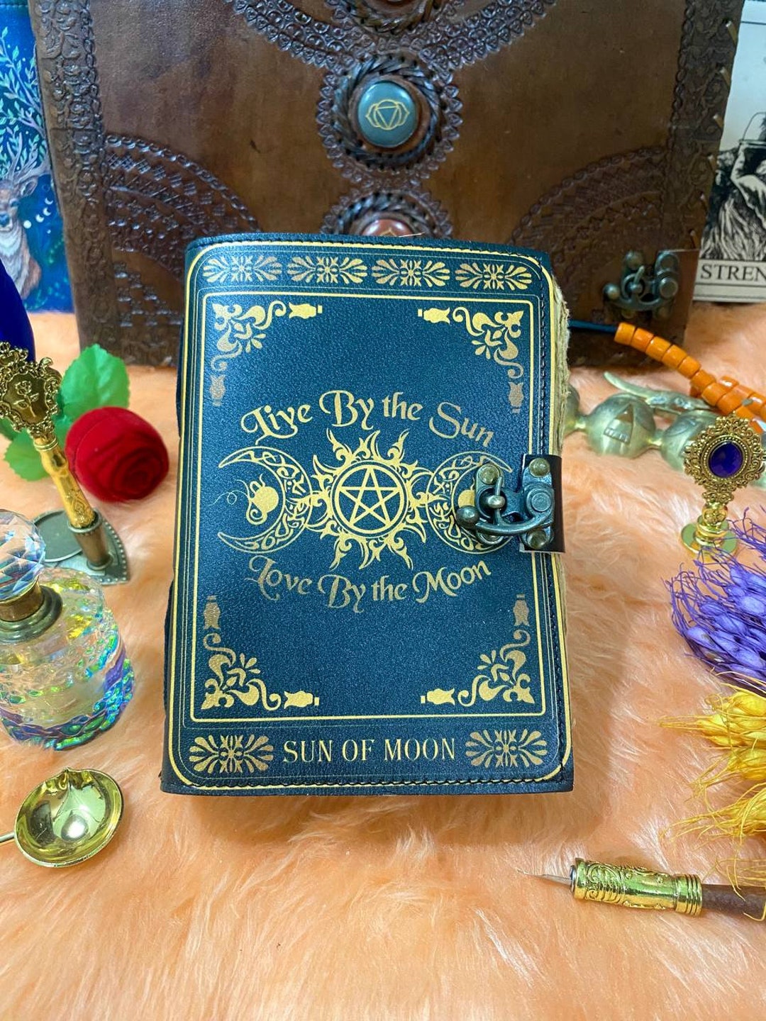 Sun and Moon Vintage Leather Journal for Men & Women 200 Pages of ...