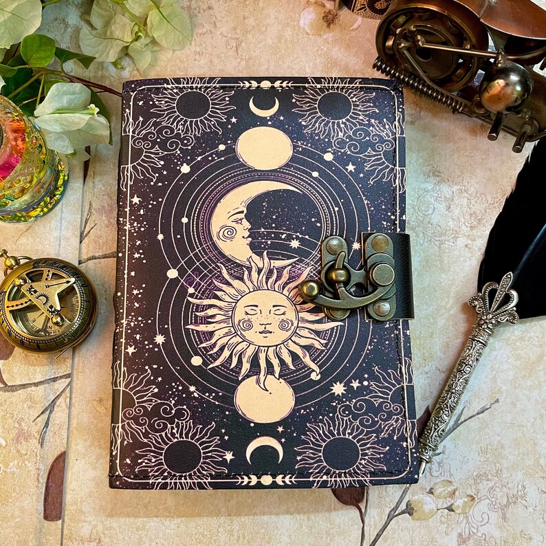 Sun and Moon Blank Spell Book of Shadows Grimoire Journal - Etsy