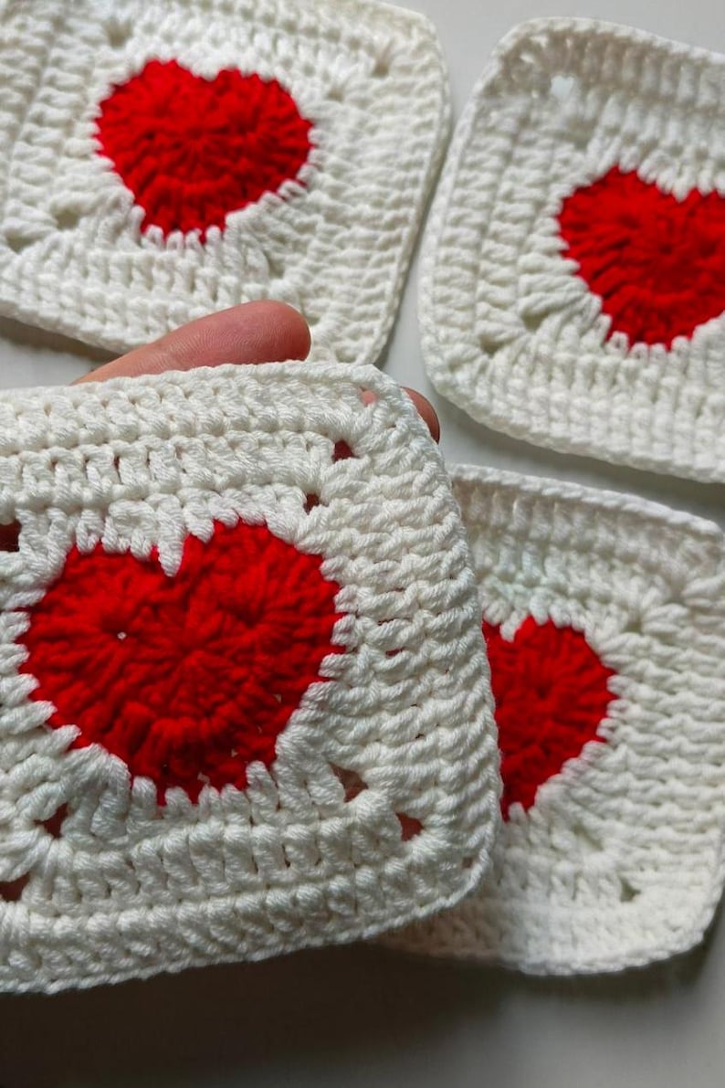 Granny Square Heart Crochet Set,do Your Own Project,diy Square Heart ...