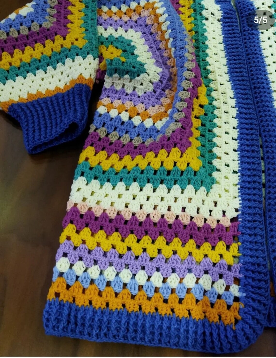 Crochet Hexagon Cardigan, Crochet Jacket, Crochet Colorful Cardigan ...
