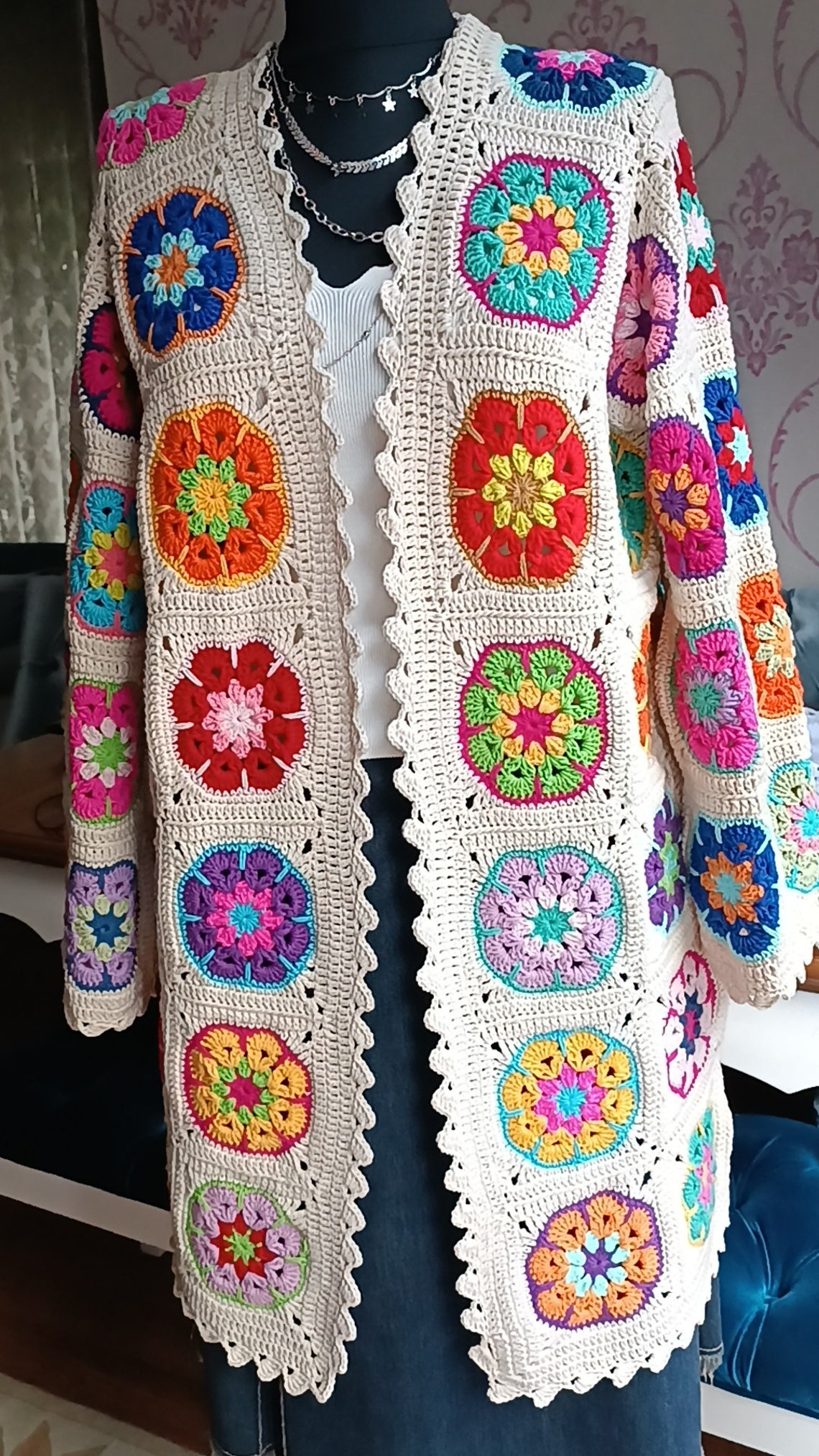 Summer Granny Square Cardiganvintage Granny Square Cardigan - Etsy