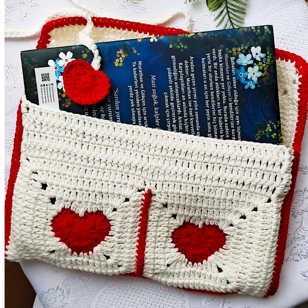 Crochet Handmade Book Cover,crochet Book Pouch, Knitted Book Cover,e ...