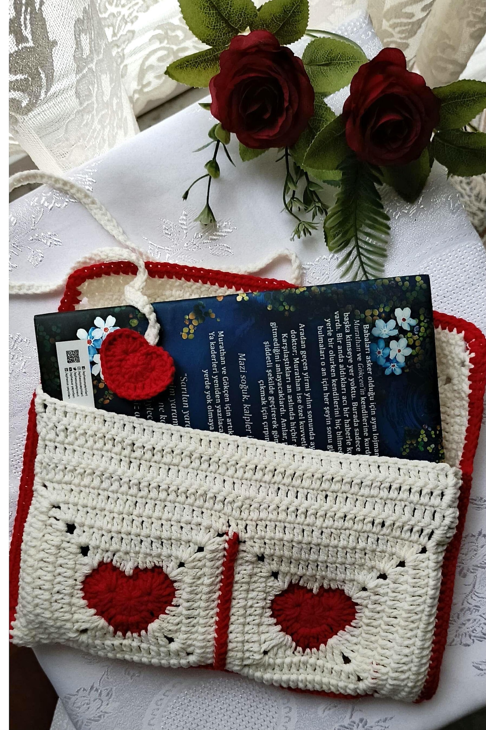 Crochet Handmade Book Cover,crochet Book Pouch, Knitted Book Cover,e ...