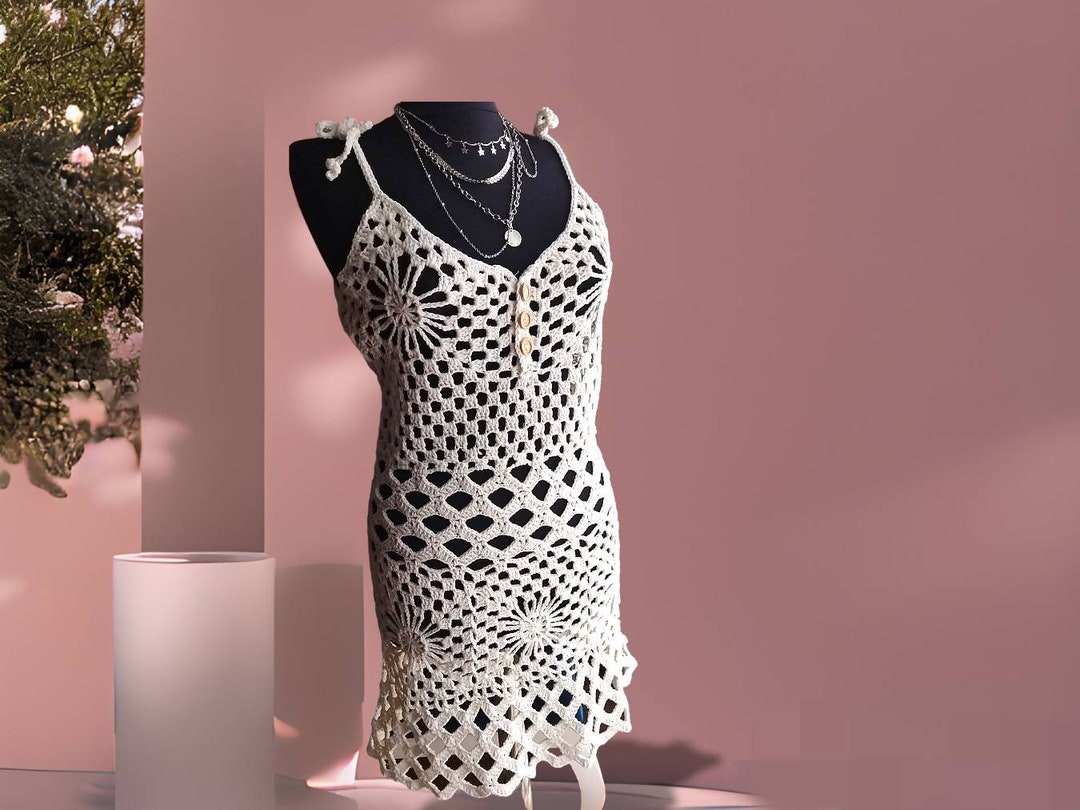 Crochet Summer White Dress Beach, Handmade Crochet Summer Maxi Dresses ...