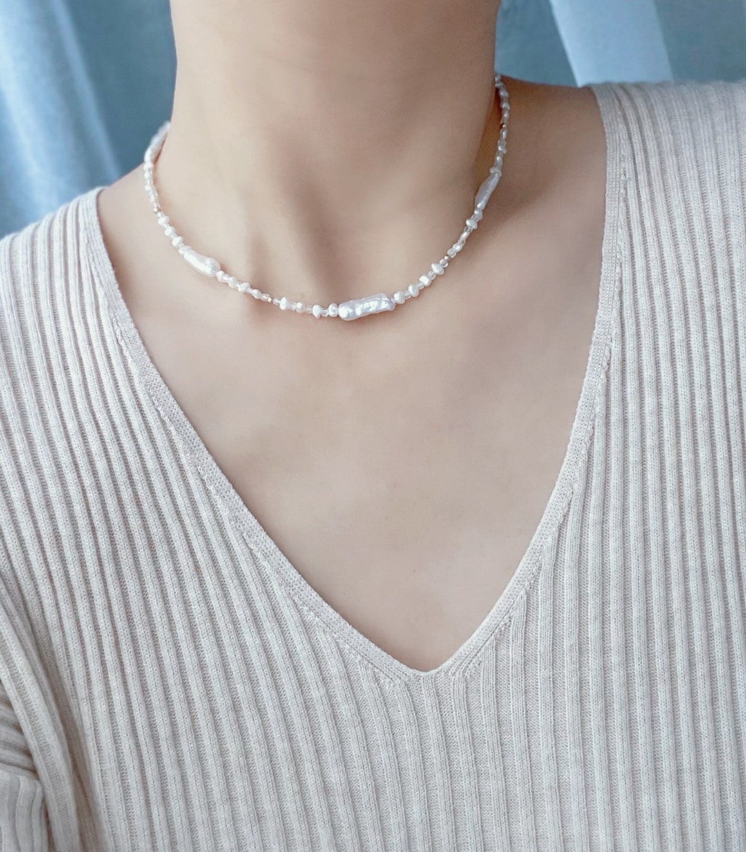 Boat Pearl Necklace / Irregular Pearl Necklace/christmas Gifts - Etsy