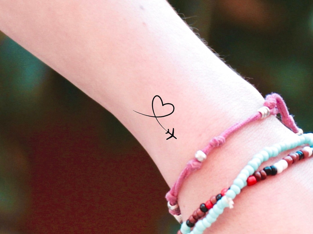 Small Airplane Heart Temporary Tattoo / Plane Tattoo - Etsy