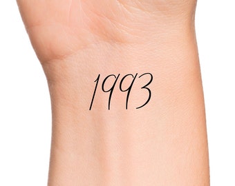 1992 Year Temporary Tattoo Numbers Tattoo Birth Year Tattoo - Etsy