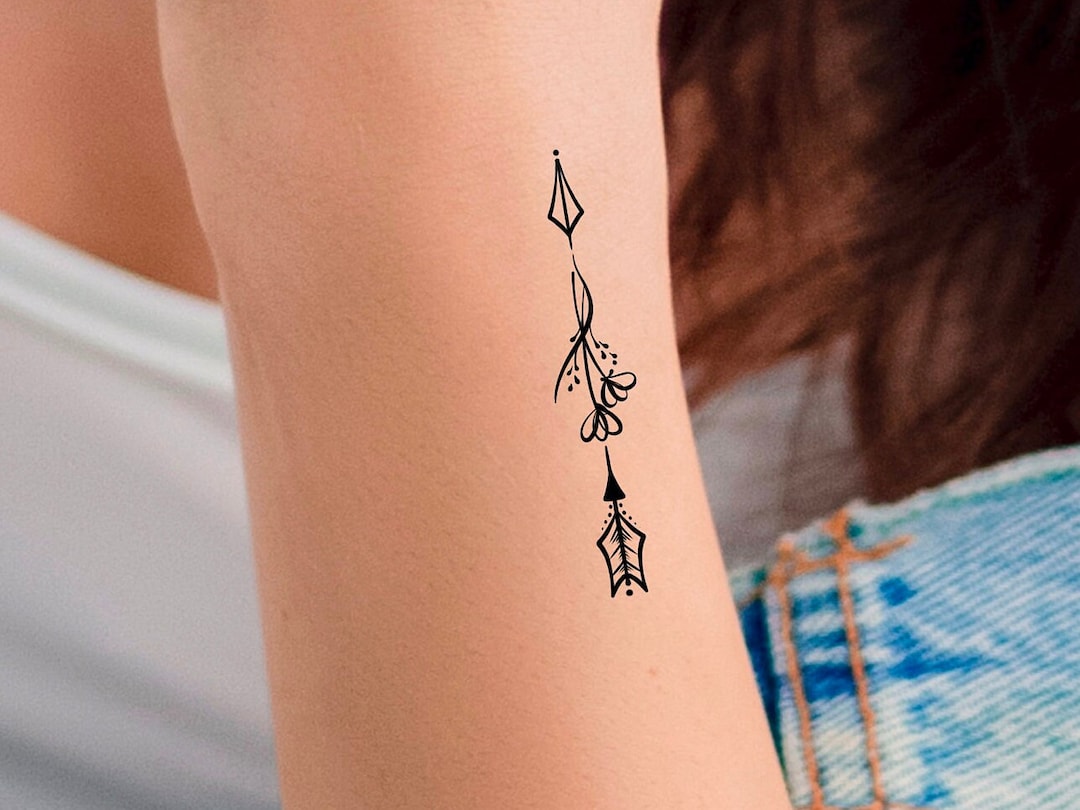 Arrow Flowers Temporary Tattoo - Etsy