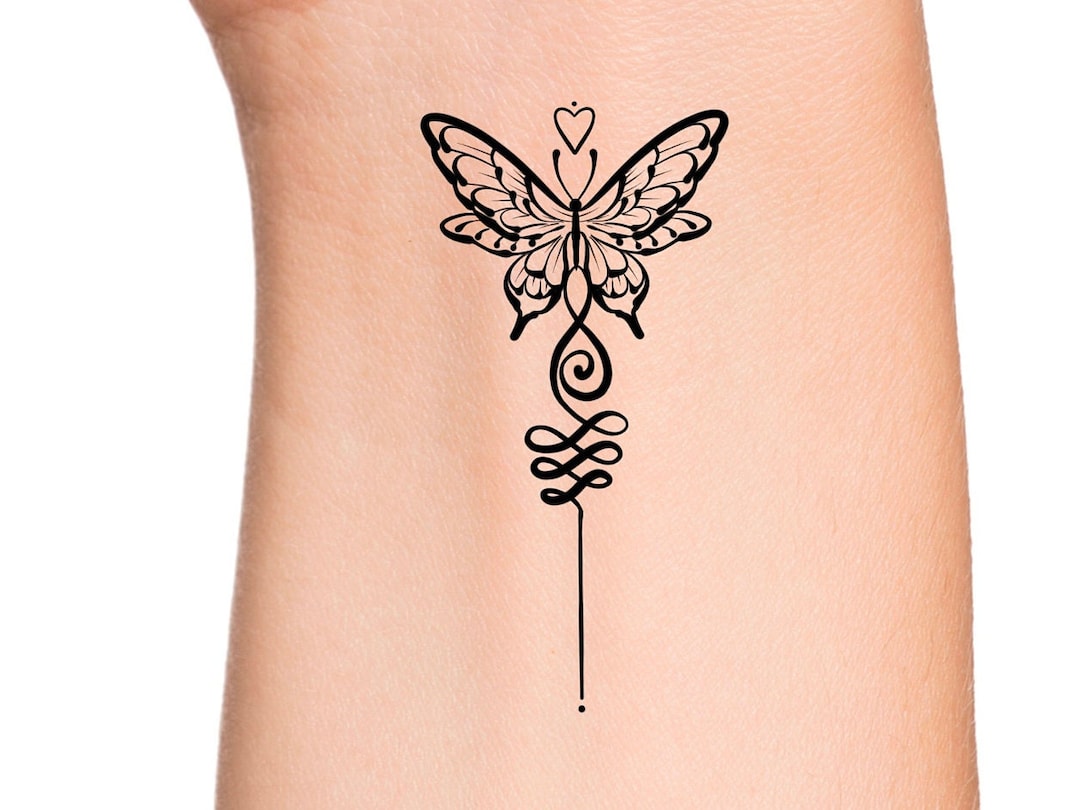 Butterfly Unalome Temporary Tattoo - Etsy Singapore